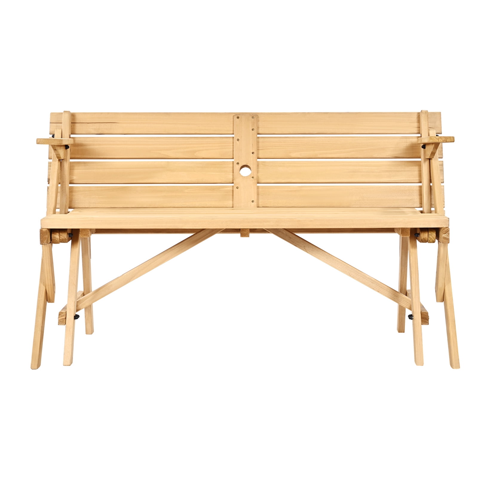 KFFKFF 2-in-1 Convertible Interchangeable Picnic Table, Outdoor Wooden ...