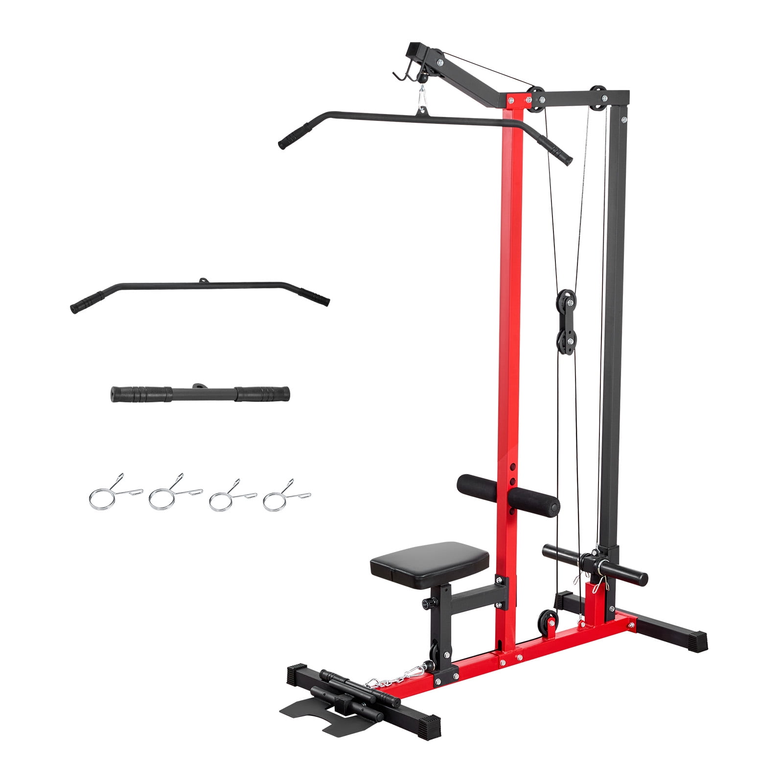 KFFKFF 2-in-1 LAT Pull Down and Row Machine, Adjustable Cable System ...