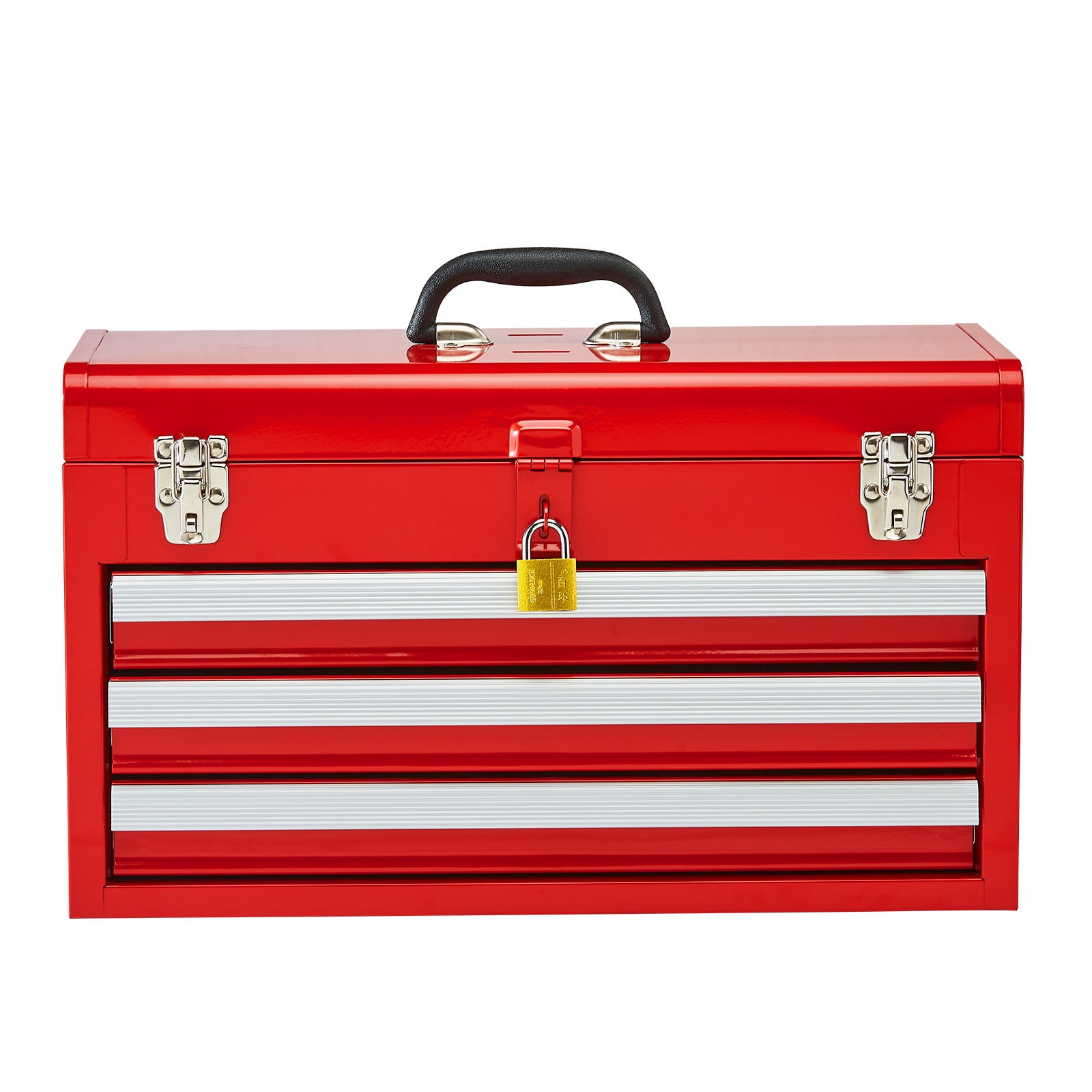 KFFKFF 20.5-Inch Portable Metal Tool Box with 3 Drawers, Small Tool ...