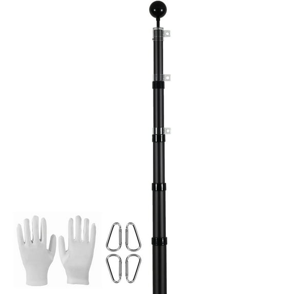 KFFKFF 20-Foot Extendable Flagpole Set, Robust Aluminum Alloy Outdoor ...