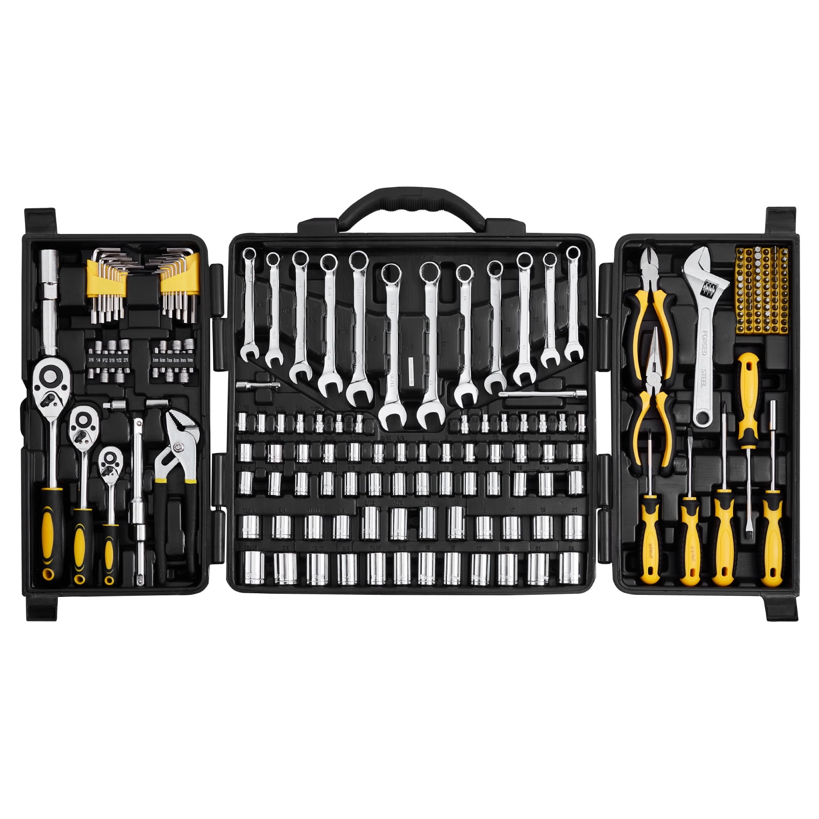 KFFKFF 207-Component Mechanics Tool Set and Socket Set, 1/4" 3/8" 1/2 ...