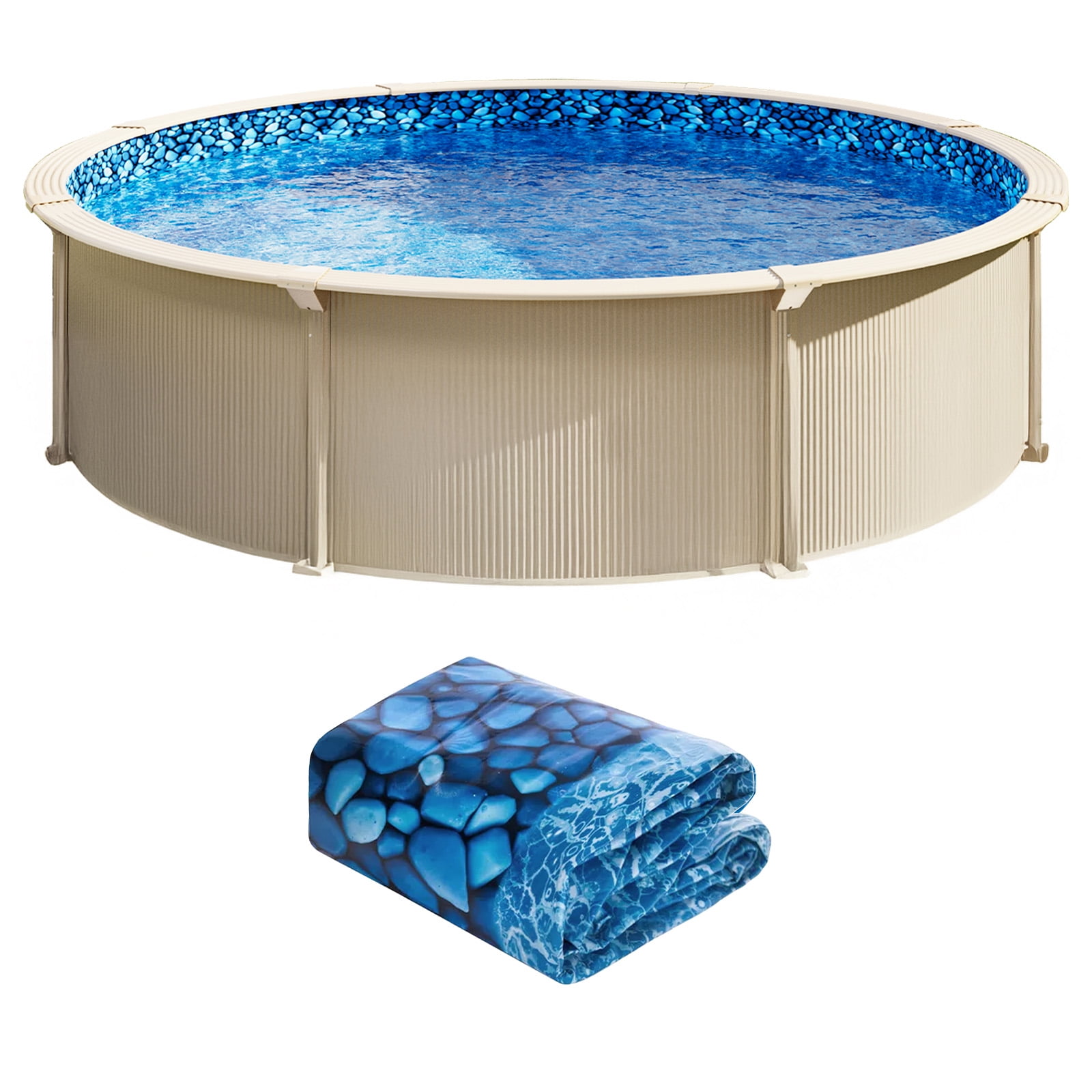 KFFKFF 21-ft Circular Above Ground Pool Liner, Unibead Pool Liners ...