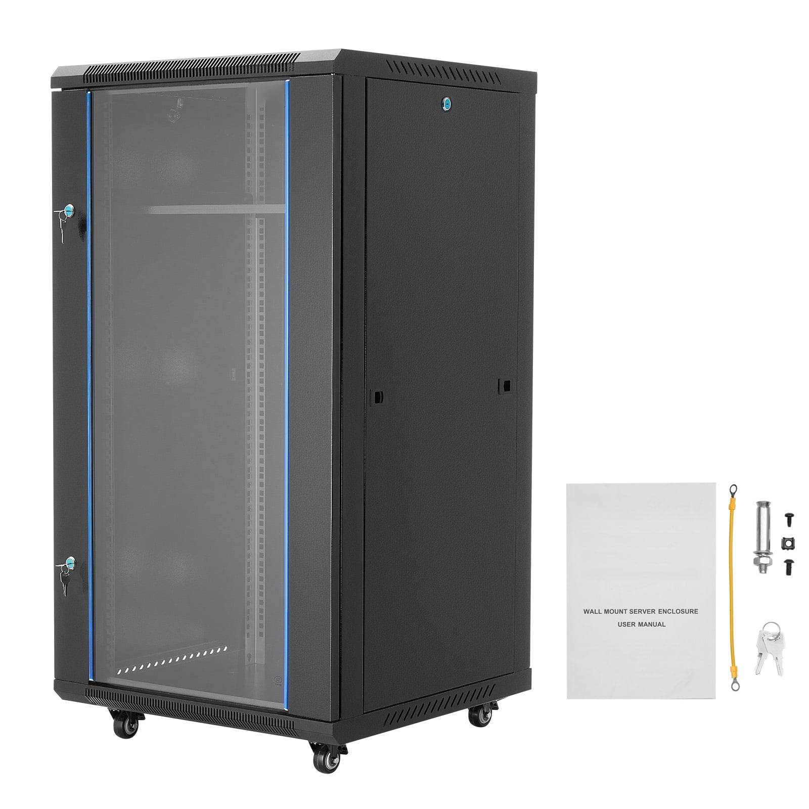 KFFKFF 22U Wall-Mount Network Cabinet, 23.6-Inch Depth, 300 lbs Load ...
