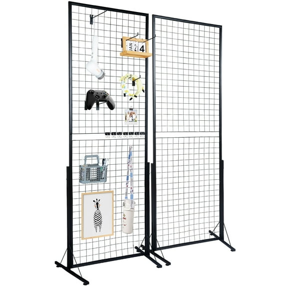 KFFKFF 24" x 67" Dual Grid Wall Panels Set, Includes 2 Wire Display ...