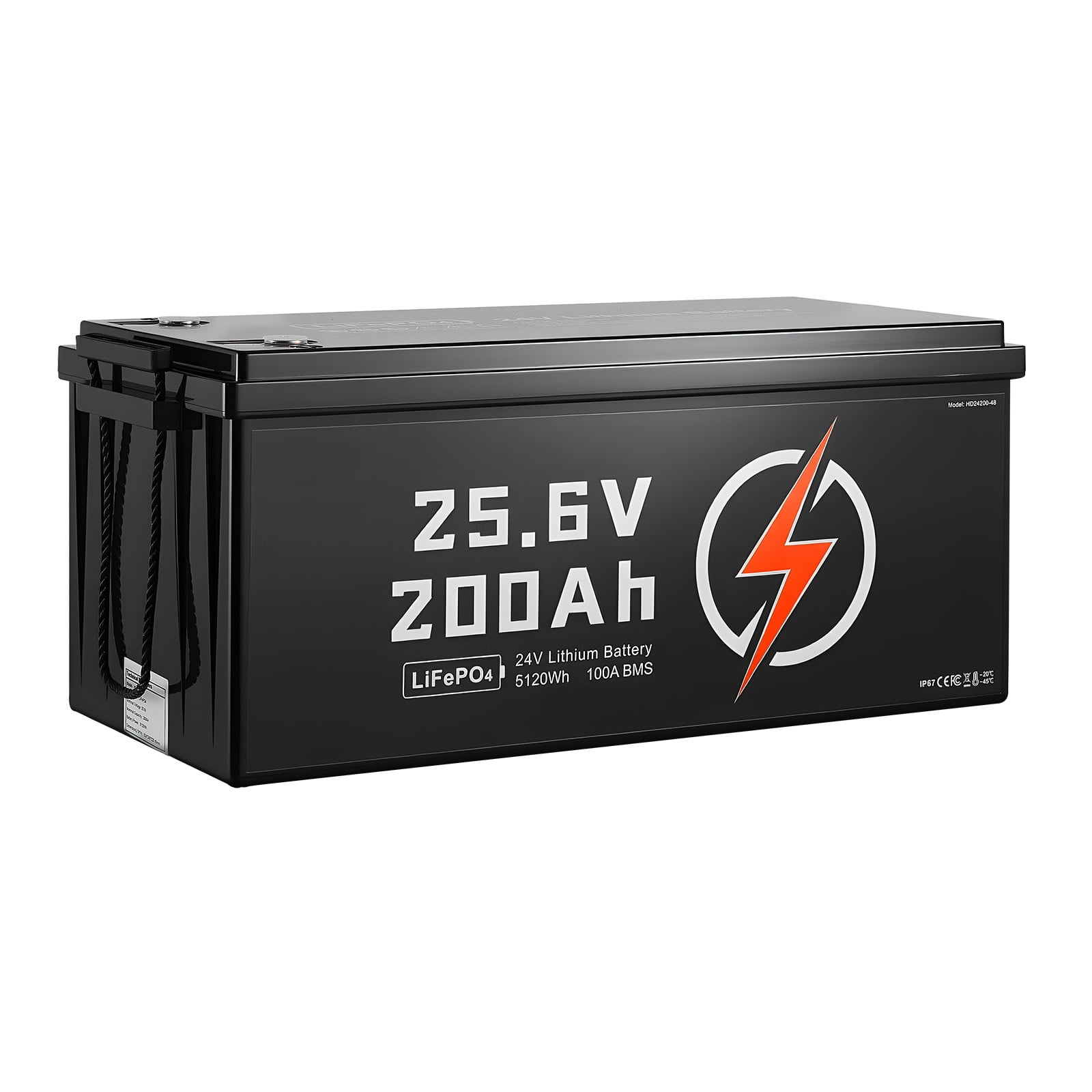KFFKFF 24V 200Ah LiFePO4 Lithium Battery with Integrated 100A BMS, Long ...