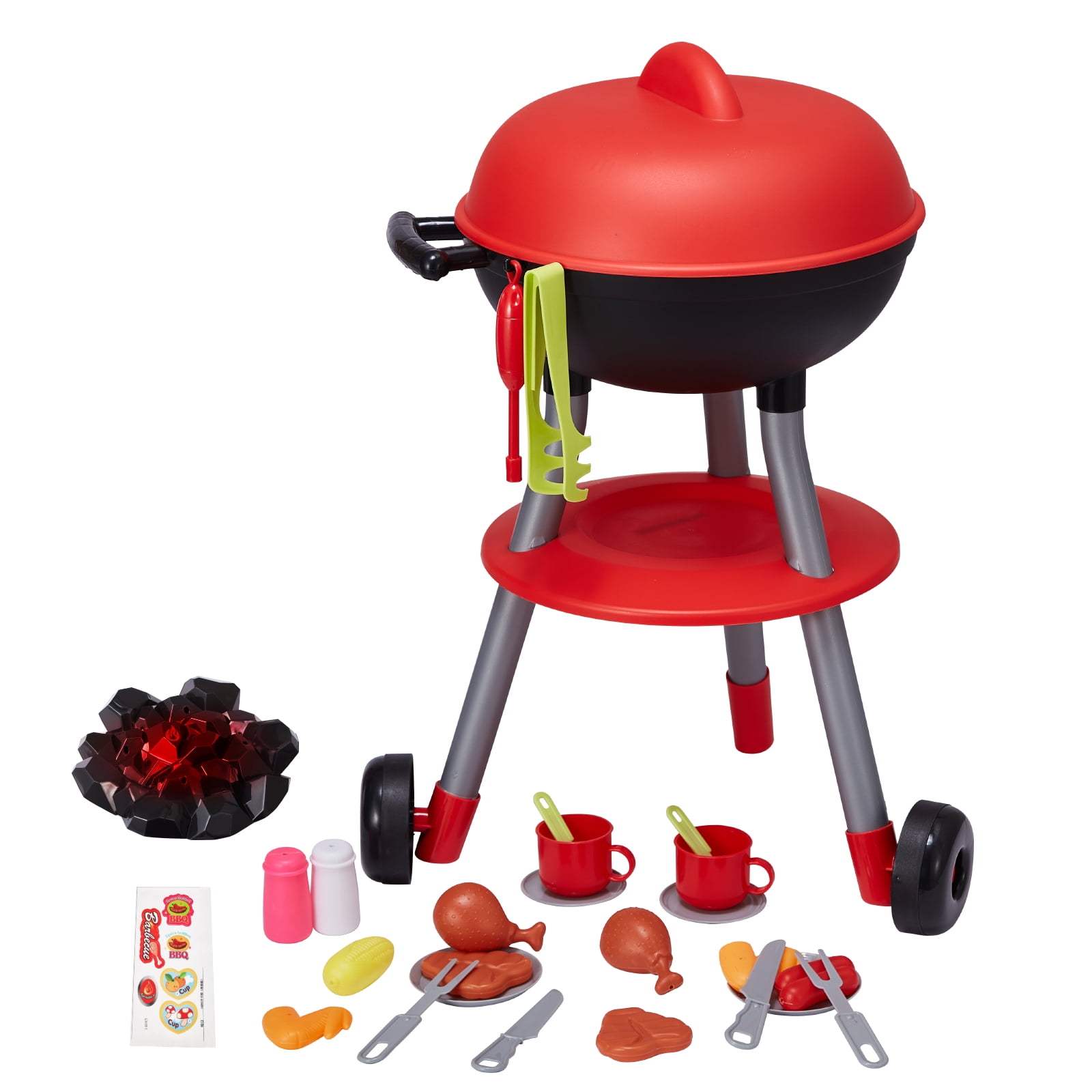 KFFKFF 28-Piece BBQ Grill Set for Kids, Includes Sound & Light Features ...