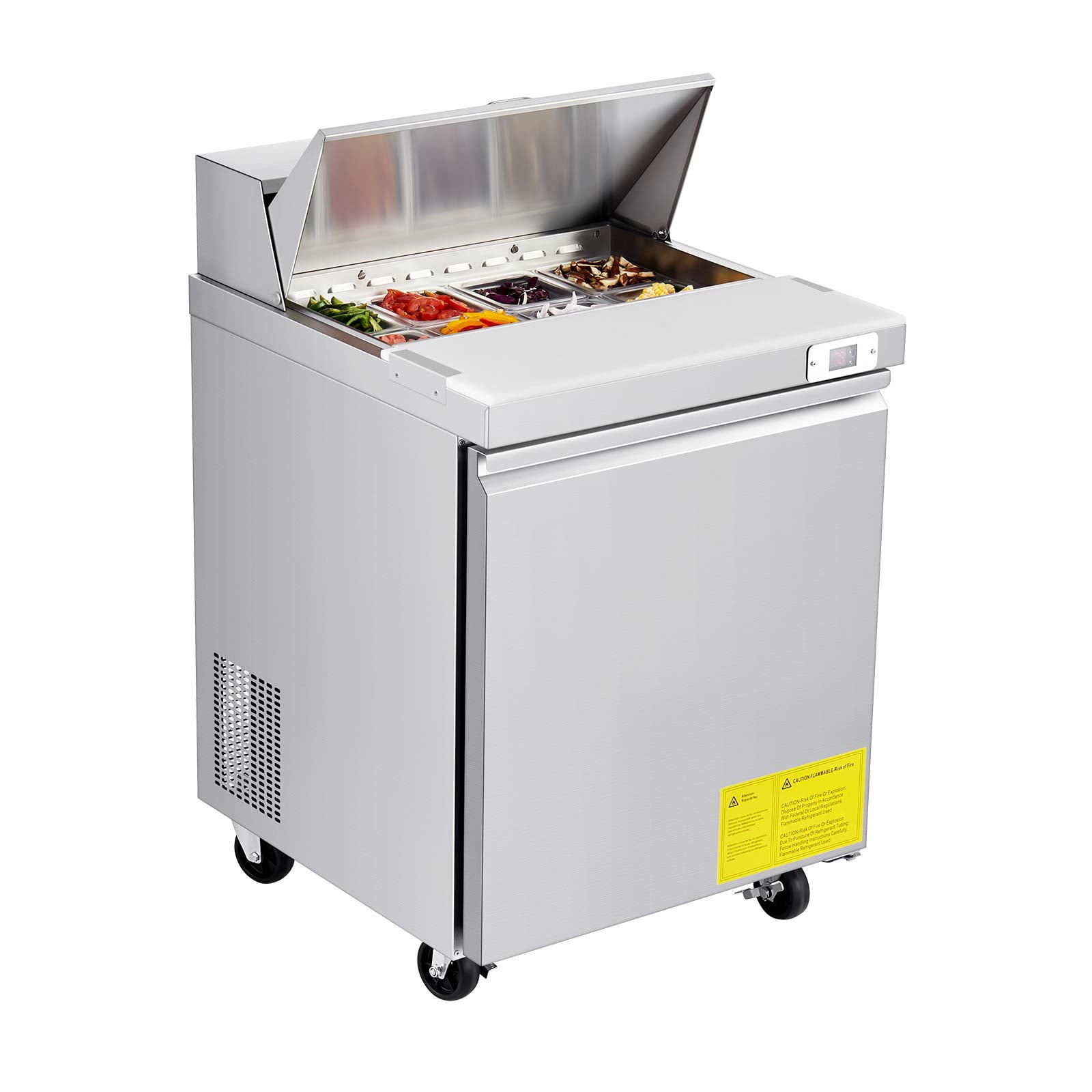 KFFKFF 28"W Commercial Refrigerator, 7.1 Cu. Ft Sandwich Prep Table ...
