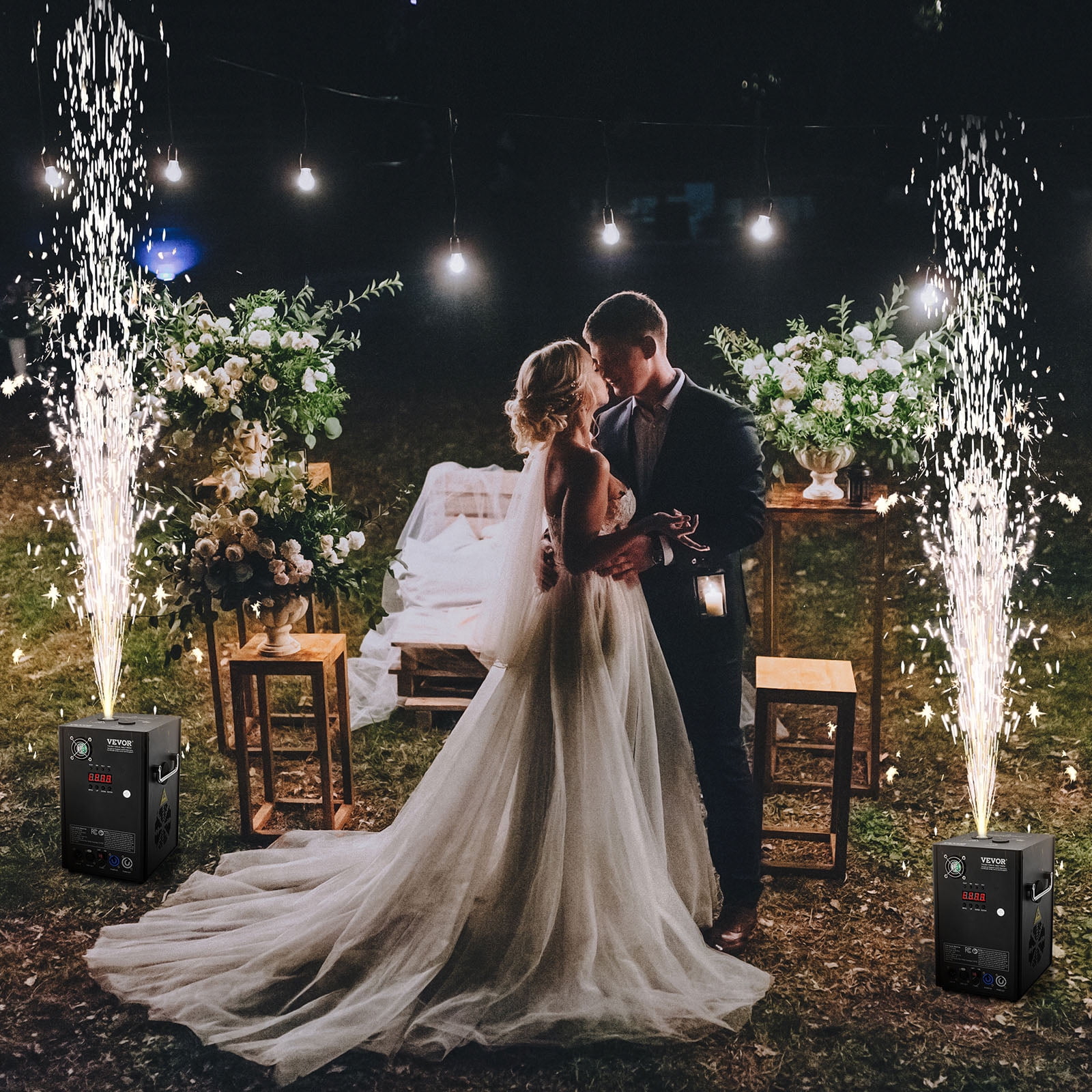 SKYSHALO 2 pcs 500W Cold Spark Firework Machines, DMX512, Low Noise, No ...