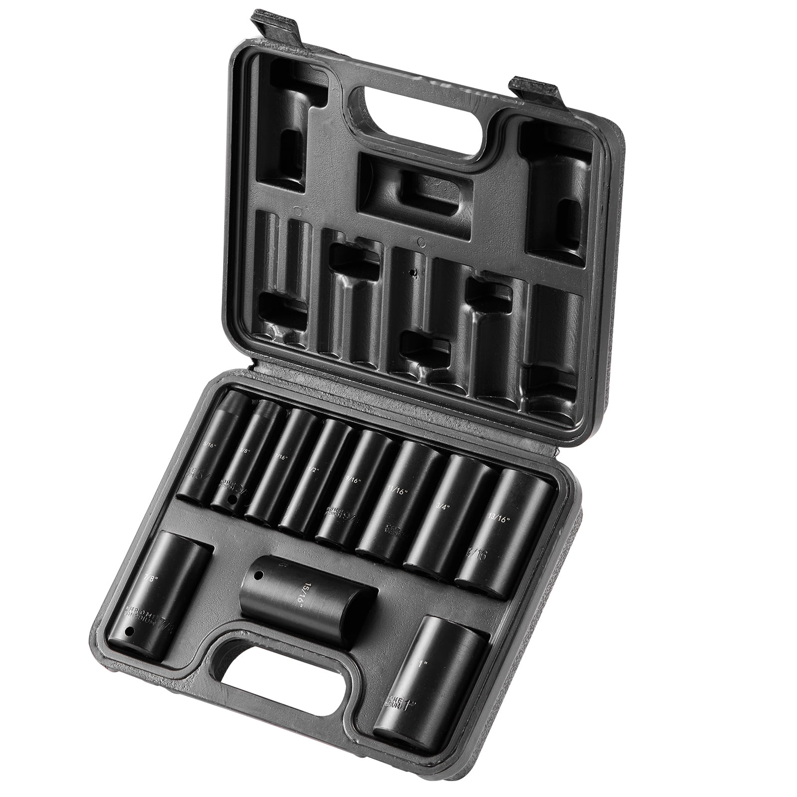 KFFKFF 3/8" Drive Deep Impact Socket Set, SAE, 11 Pcs, 5/16"-1", 6 ...