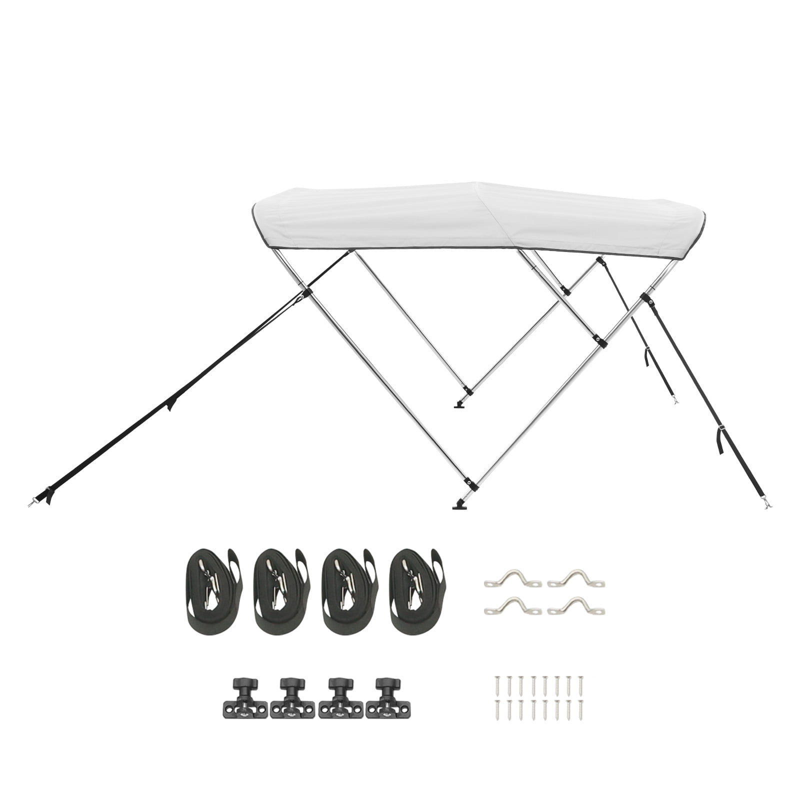 KFFKFF 3 Bow Boat Bimini Tops, 600D, Water-Resistant Sunshade Canopy ...