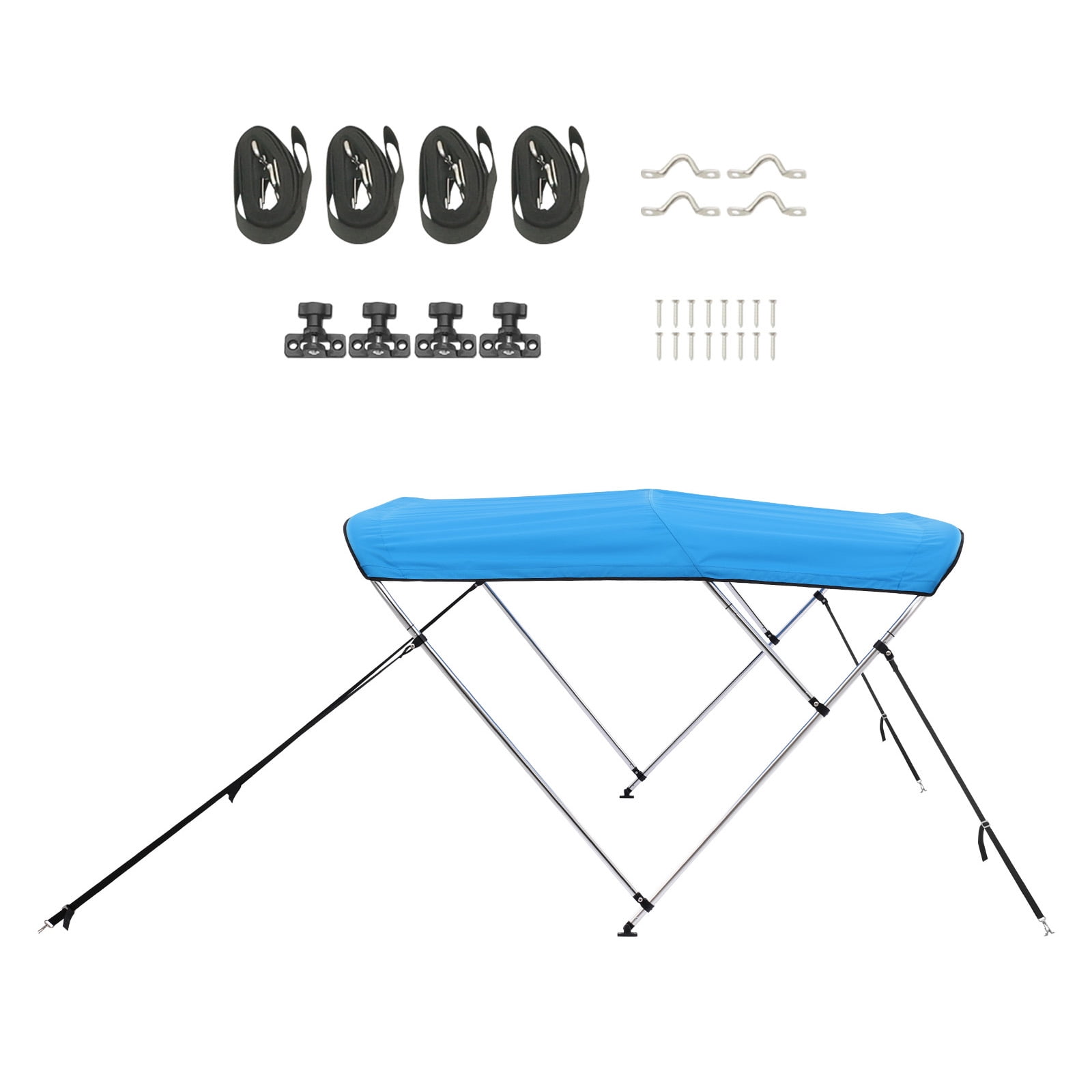 KFFKFF 3 Bow Boat Bimini Tops, Durable Polyester Canopy with Aluminum ...