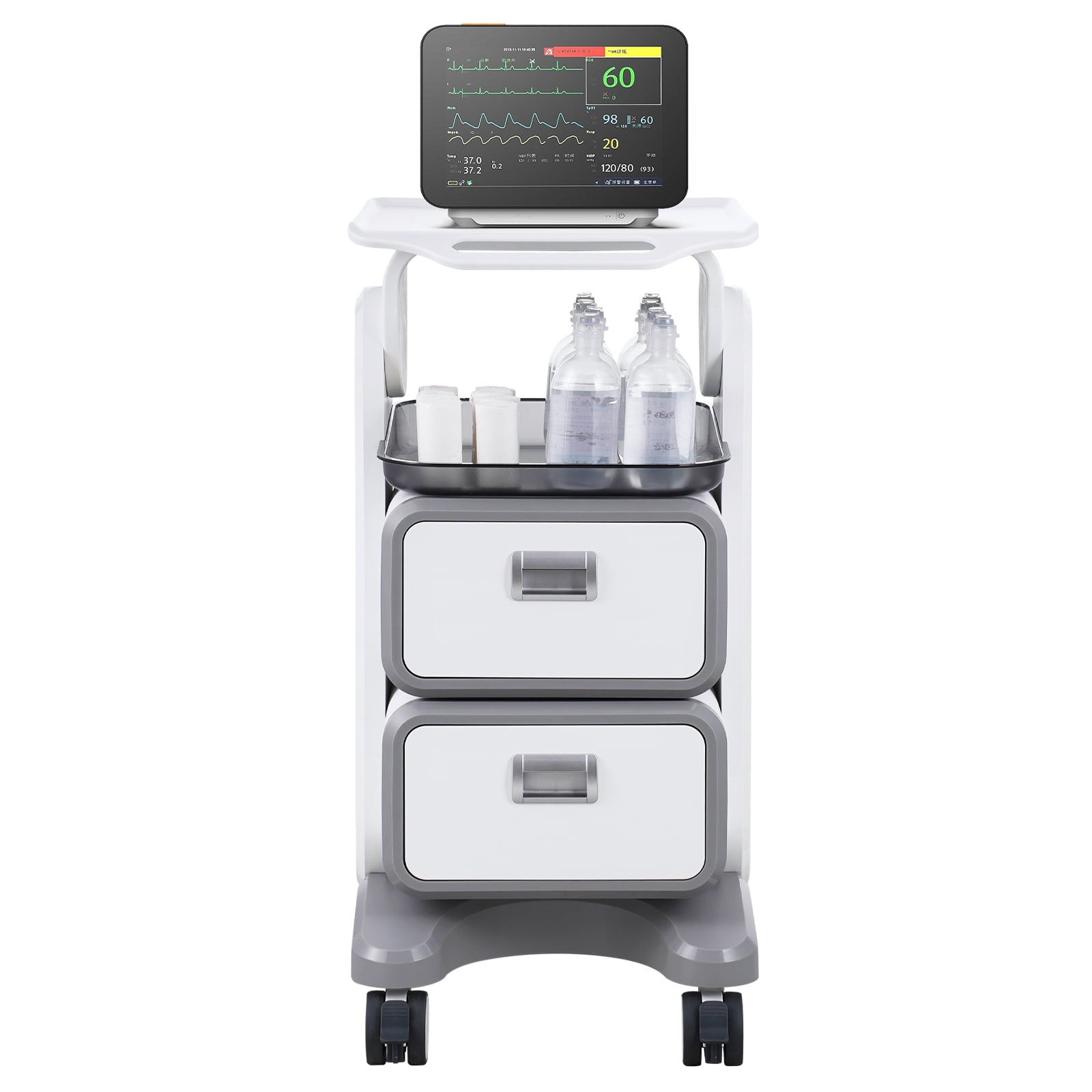 KFFKFF 3-Level Laboratory Trolleys, Utility Trolley with Dual Drawers ...