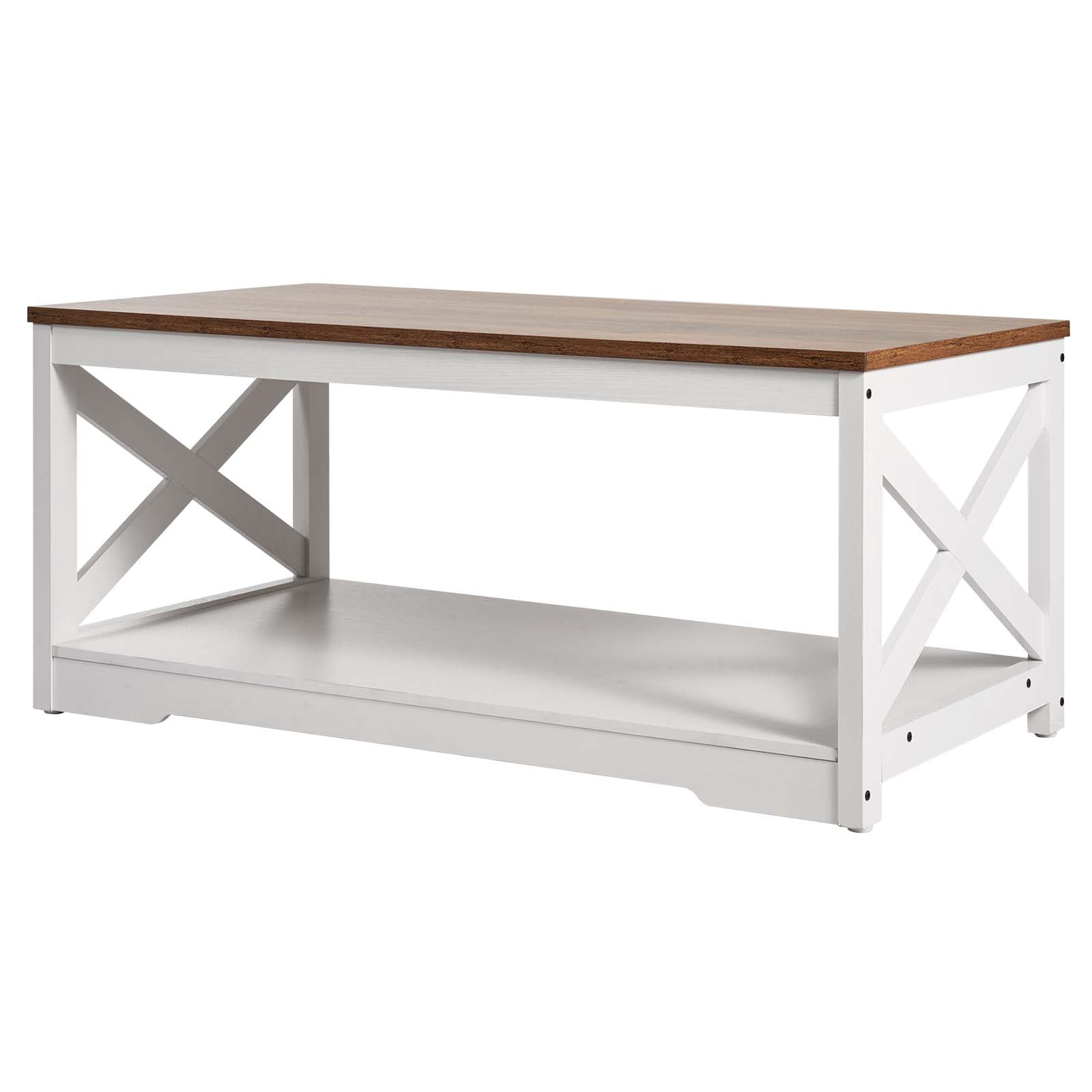 KFFKFF 3-Piece Farmhouse Coffee Table Set, 40-Inch Industrial Coffee ...