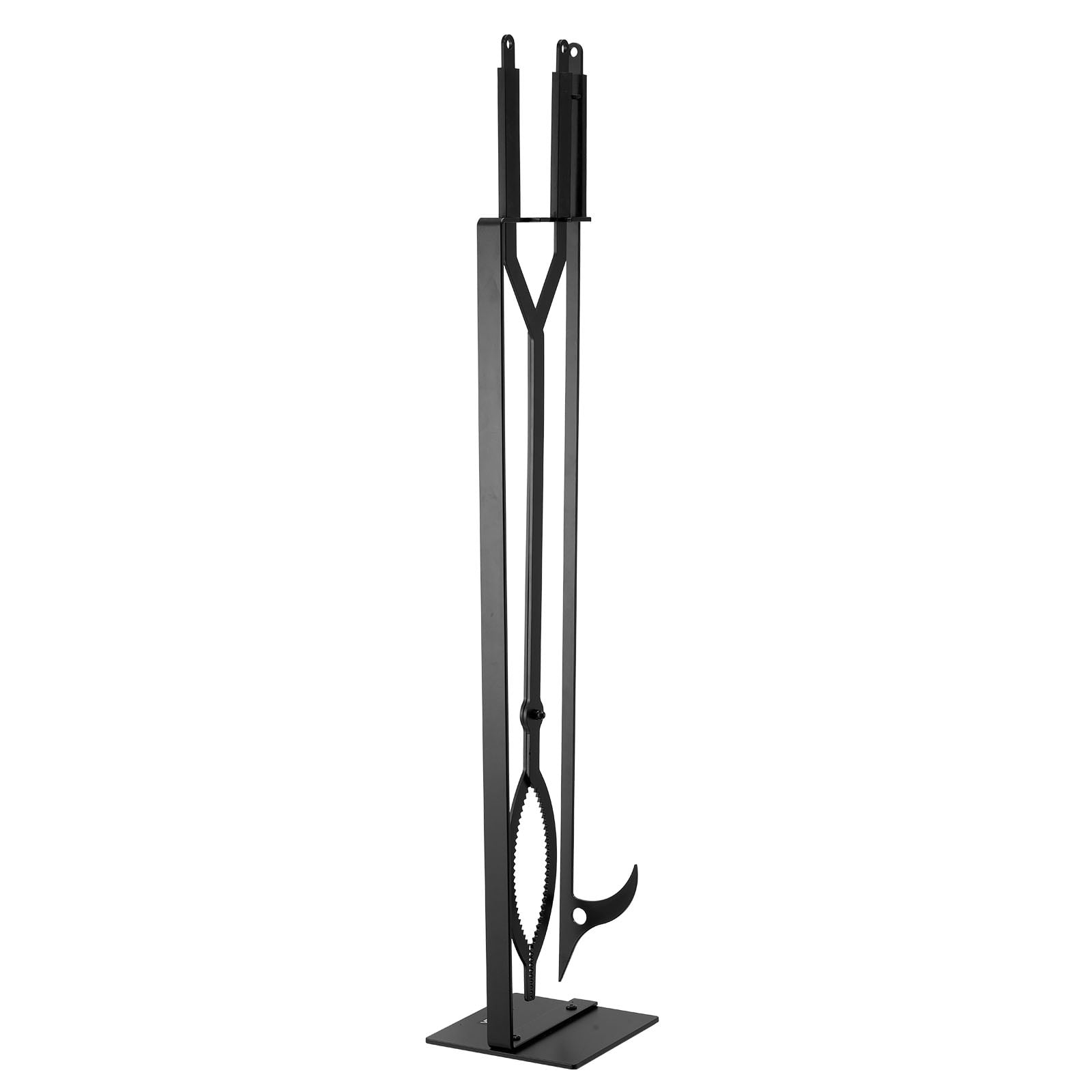 KFFKFF 3-Piece Fireplace Tool Set with Stand, Includes Tongs and Poker ...