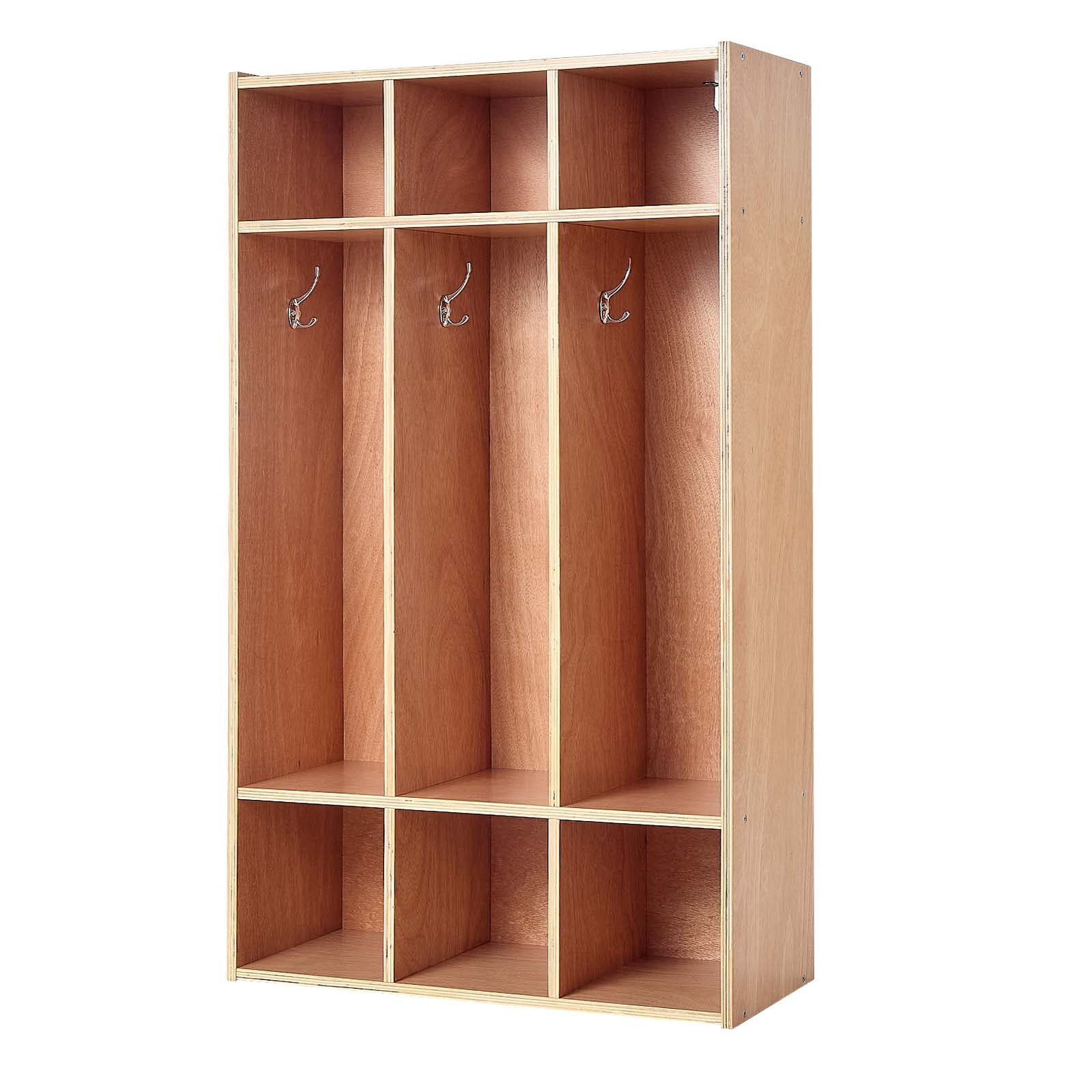 KFFKFF 3-Section Wooden Kids Coat Locker, Toddler Storage Organizer ...