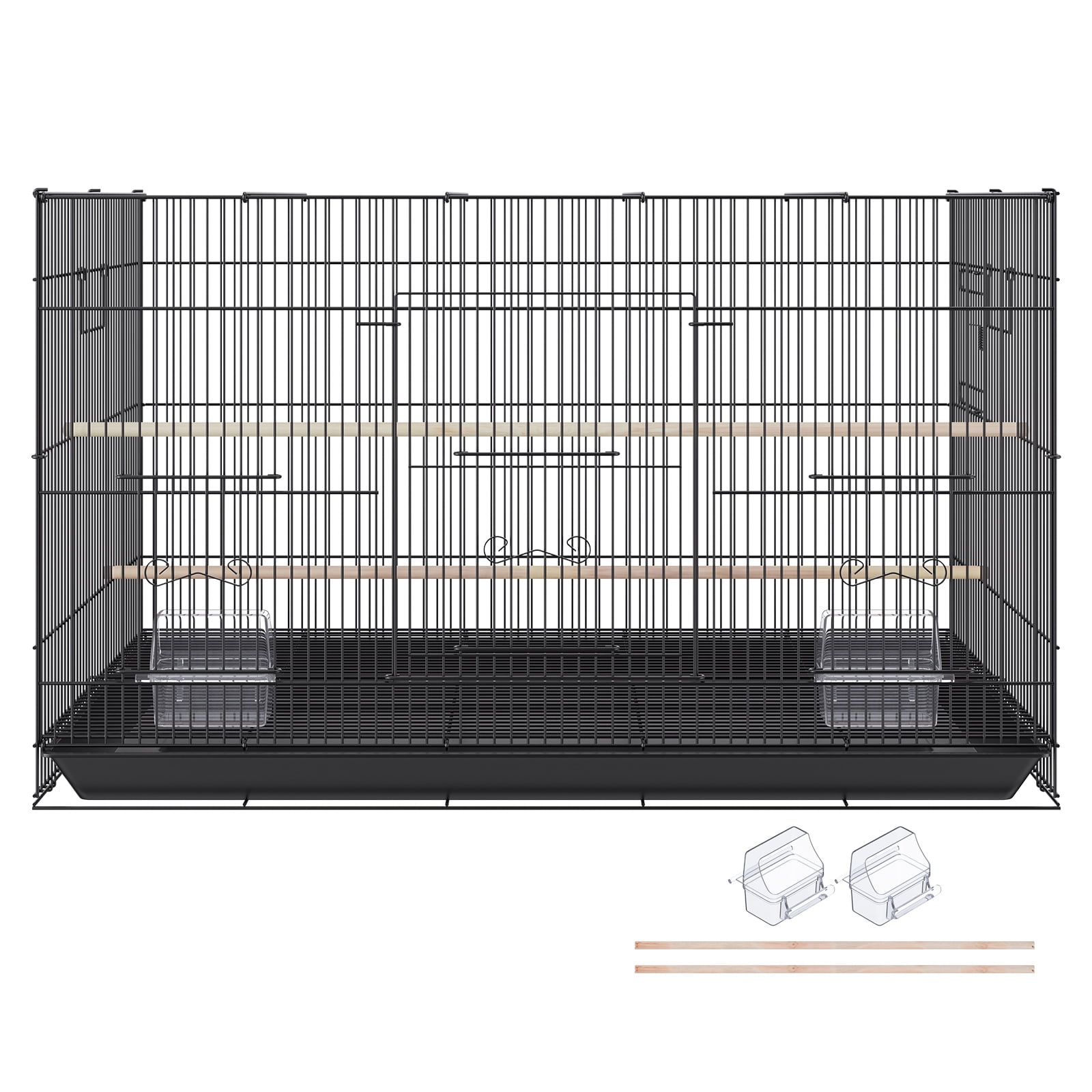 KFFKFF 30" Bird Enclosure, Durable Metal Cage for Small Parrots ...
