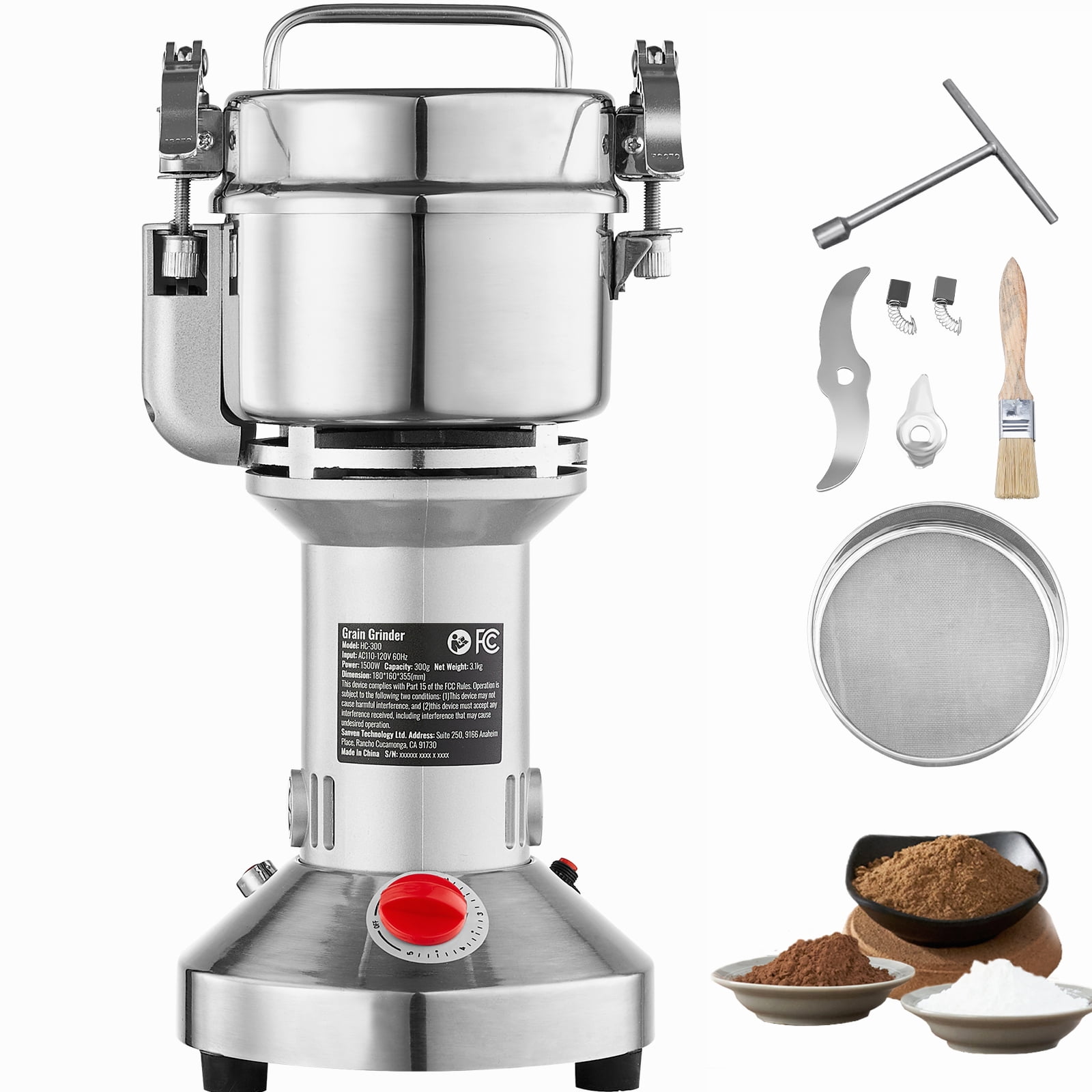 KFFKFF 300g Electric Grinder for Grains, 1500W Speedy Spice Mill ...