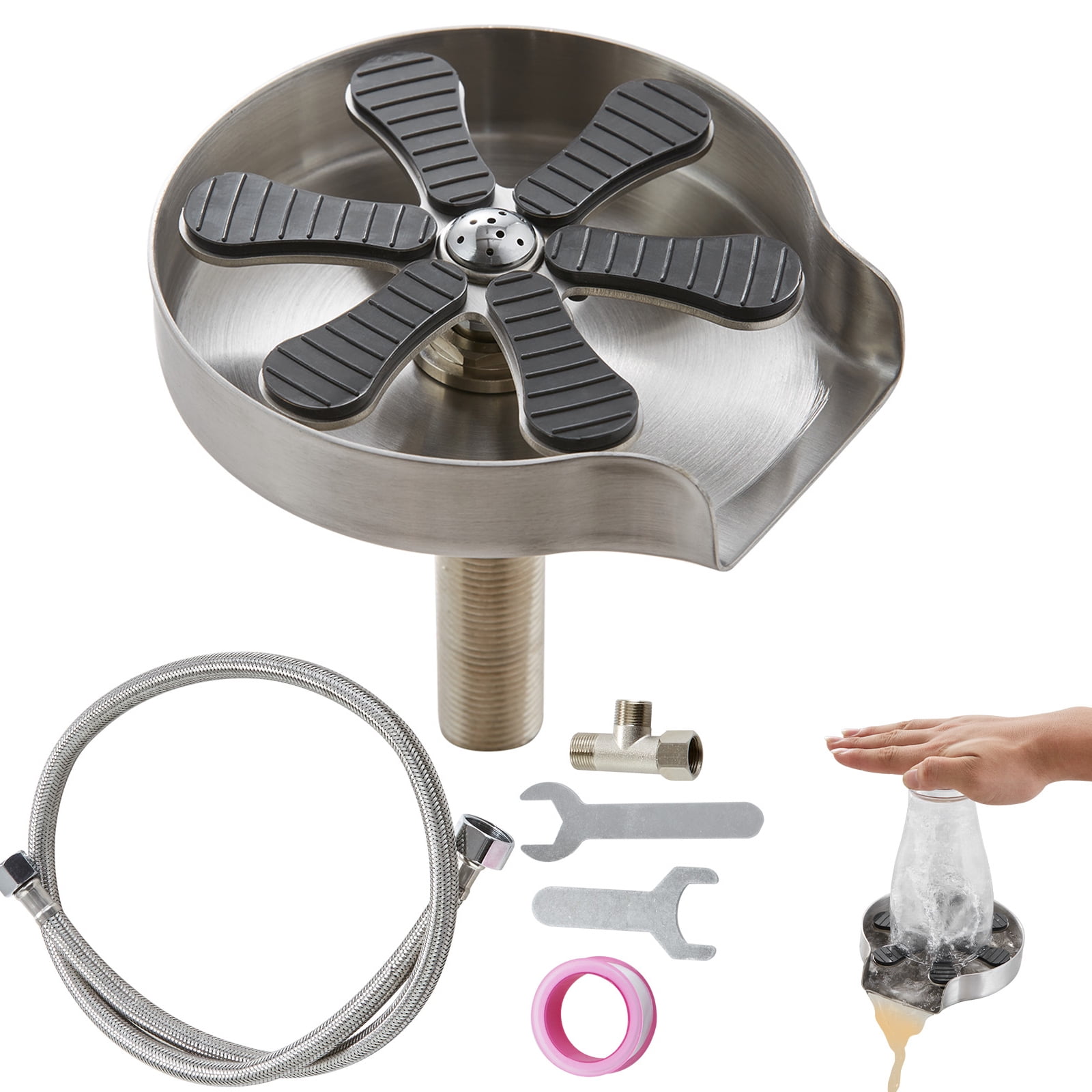 KFFKFF 304 Stainless Steel Faucet Cup Washer with Silicone Nonslip Pad ...