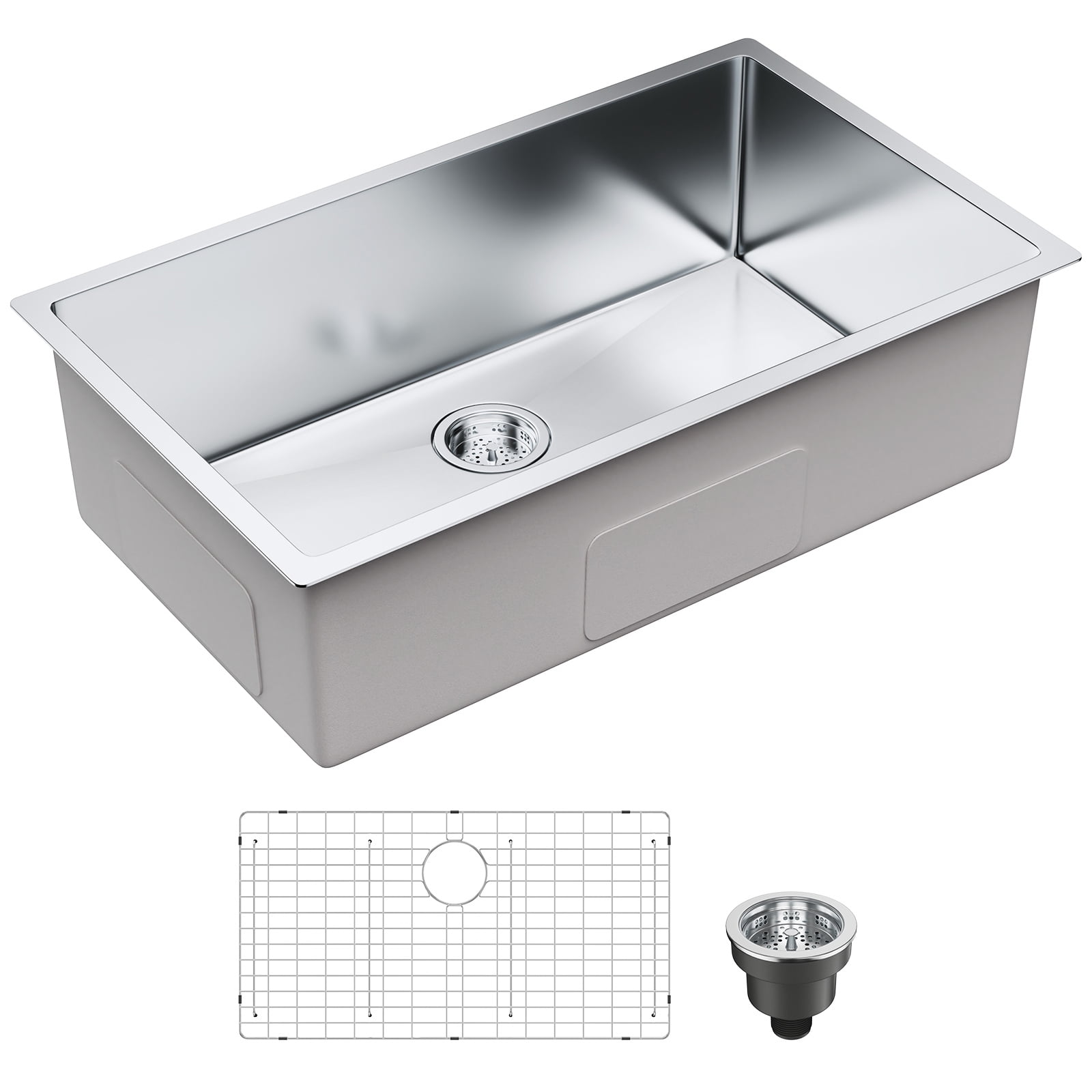 KFFKFF 32" Undermount Kitchen Sink Single Bowl Basin Stainless Steel ...