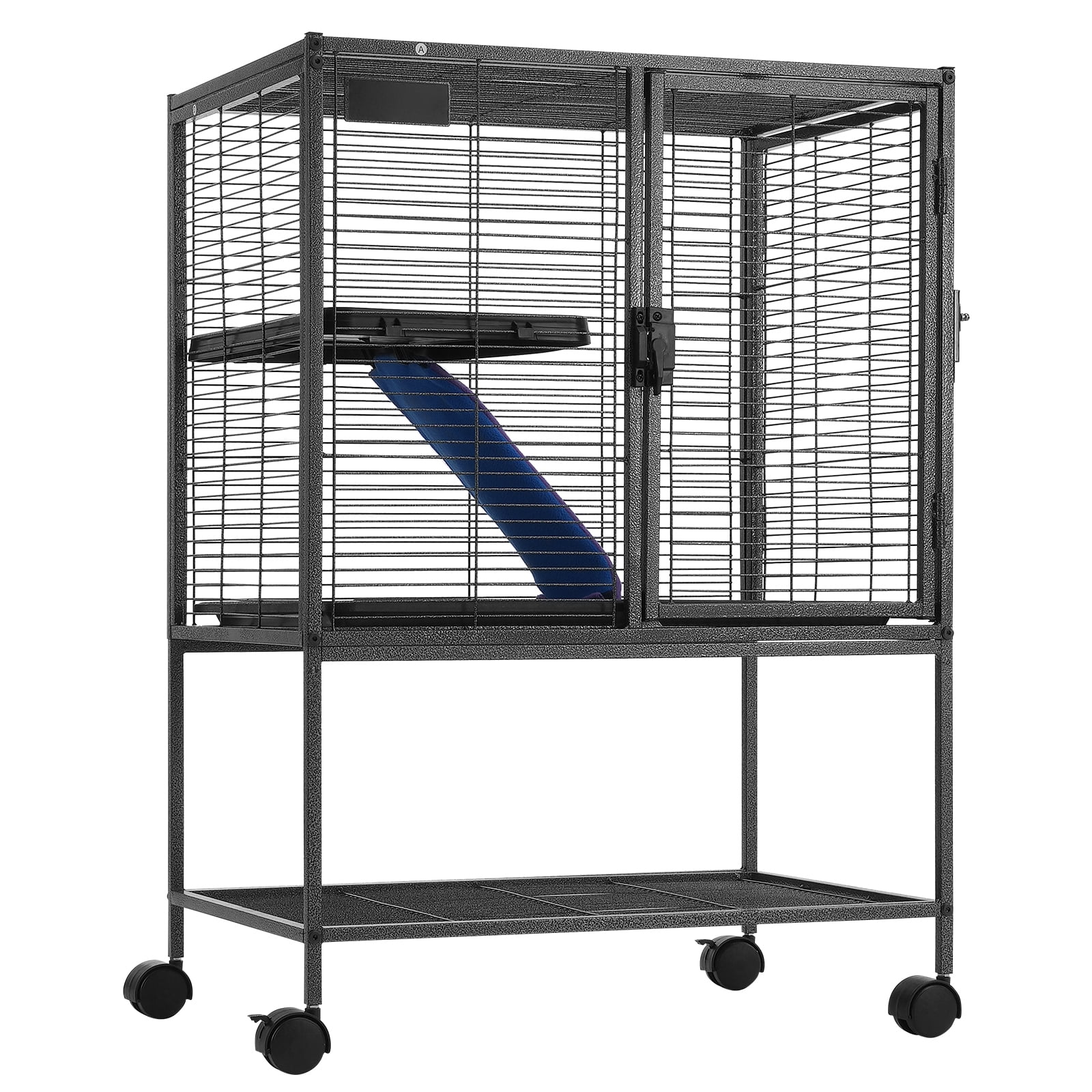 KFFKFF 34" Metal Mobile Ferret Home, Spacious Double-Deck Habitat ...