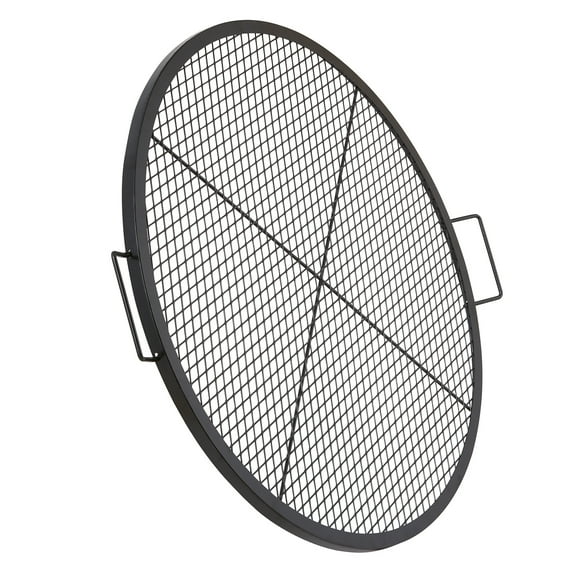 KFFKFF 36" Round Cooking Grate X-Marks Heavy-Duty Steel Fire Pit Grill ...