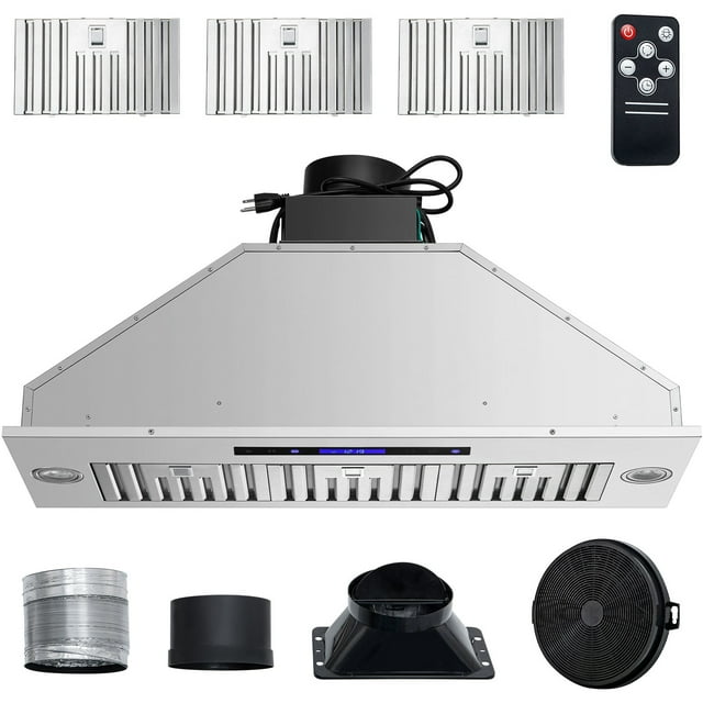 KFFKFF 36 inch Built-in/Insert Range Hood, 900CFM Stainless Steel ...