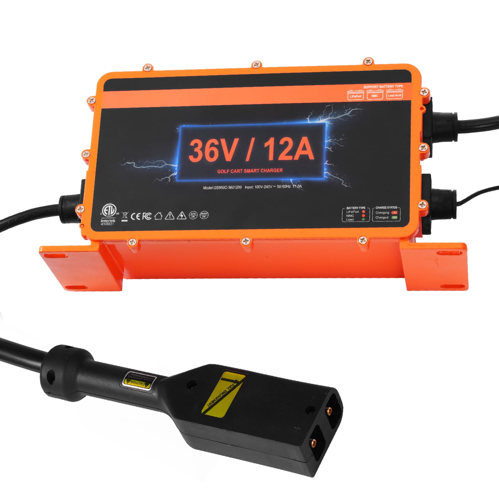 KFFKFF 36V Golf Cart Battery Charger, 12 AMP, Intelligent Charging ...