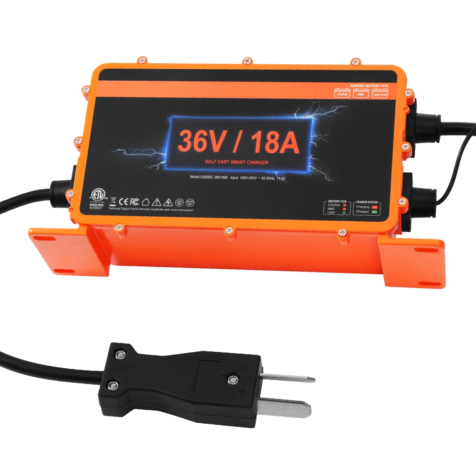 KFFKFF 36V Golf Cart Battery Charger, 18 AMP, Intelligent Club Car ...