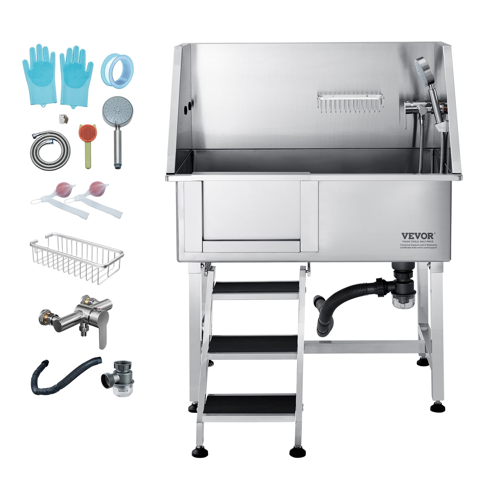 KFFKFF 38" Pet Bathing Station, Professional Stainless Steel Pet ...