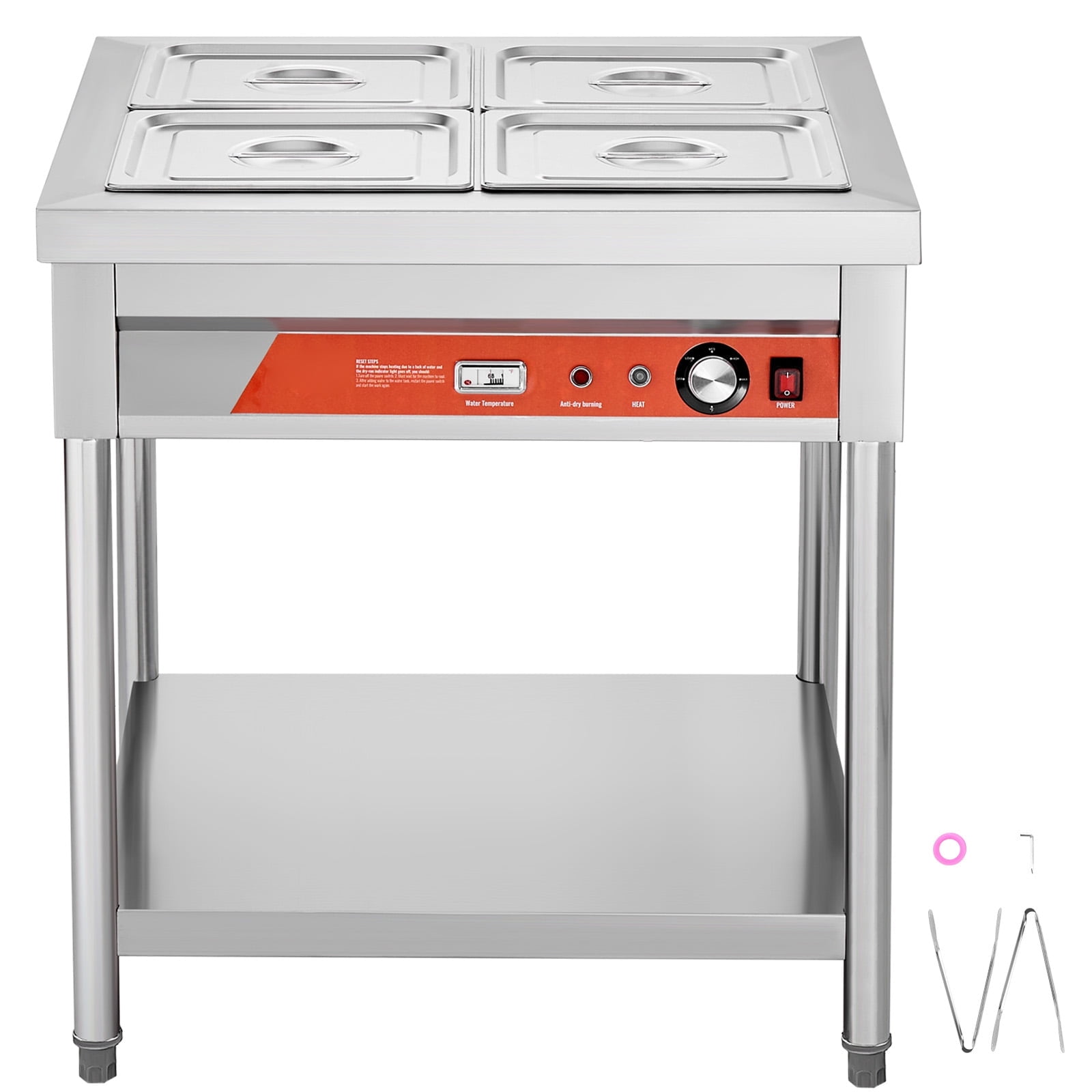 KFFKFF 4-Compartment Professional Food Heater, 4 x 1/2 Trays Electric ...