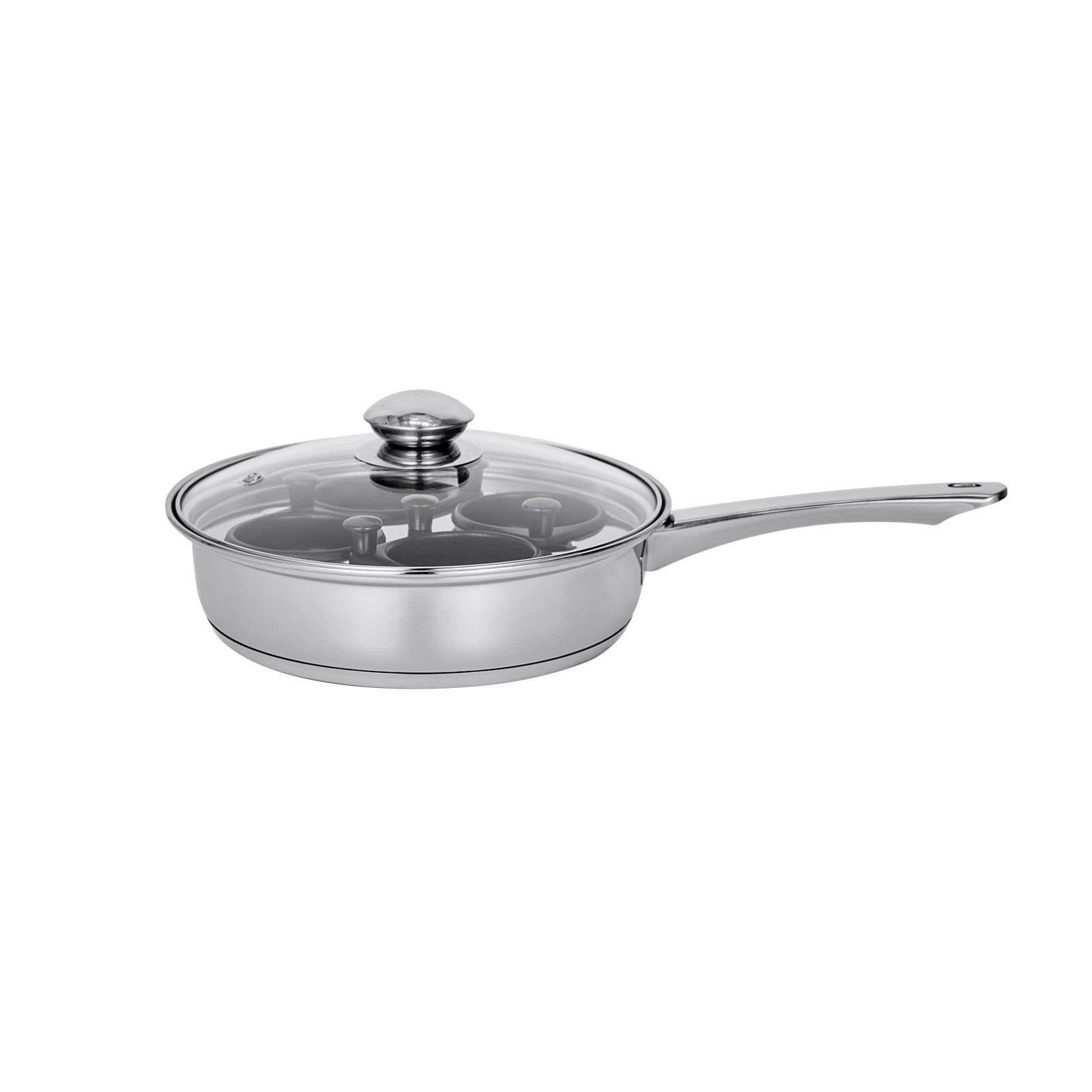 KFFKFF 4-Cup Egg Poaching Pan, Stainless Steel Poacher and Frying Pan ...