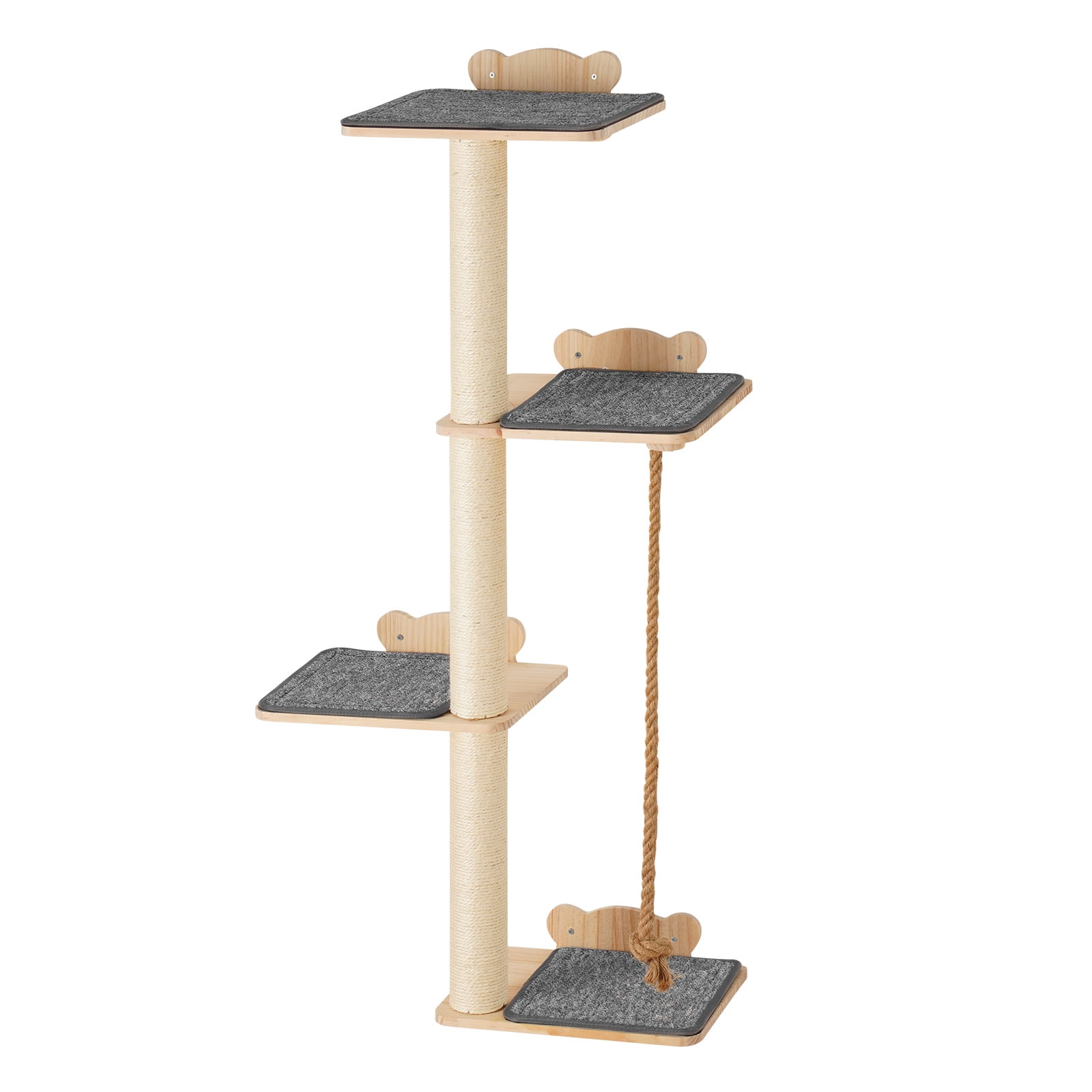KFFKFF 4-Level Elevated Cat Tree, Wall-Hanging Cat Play Set with Four ...