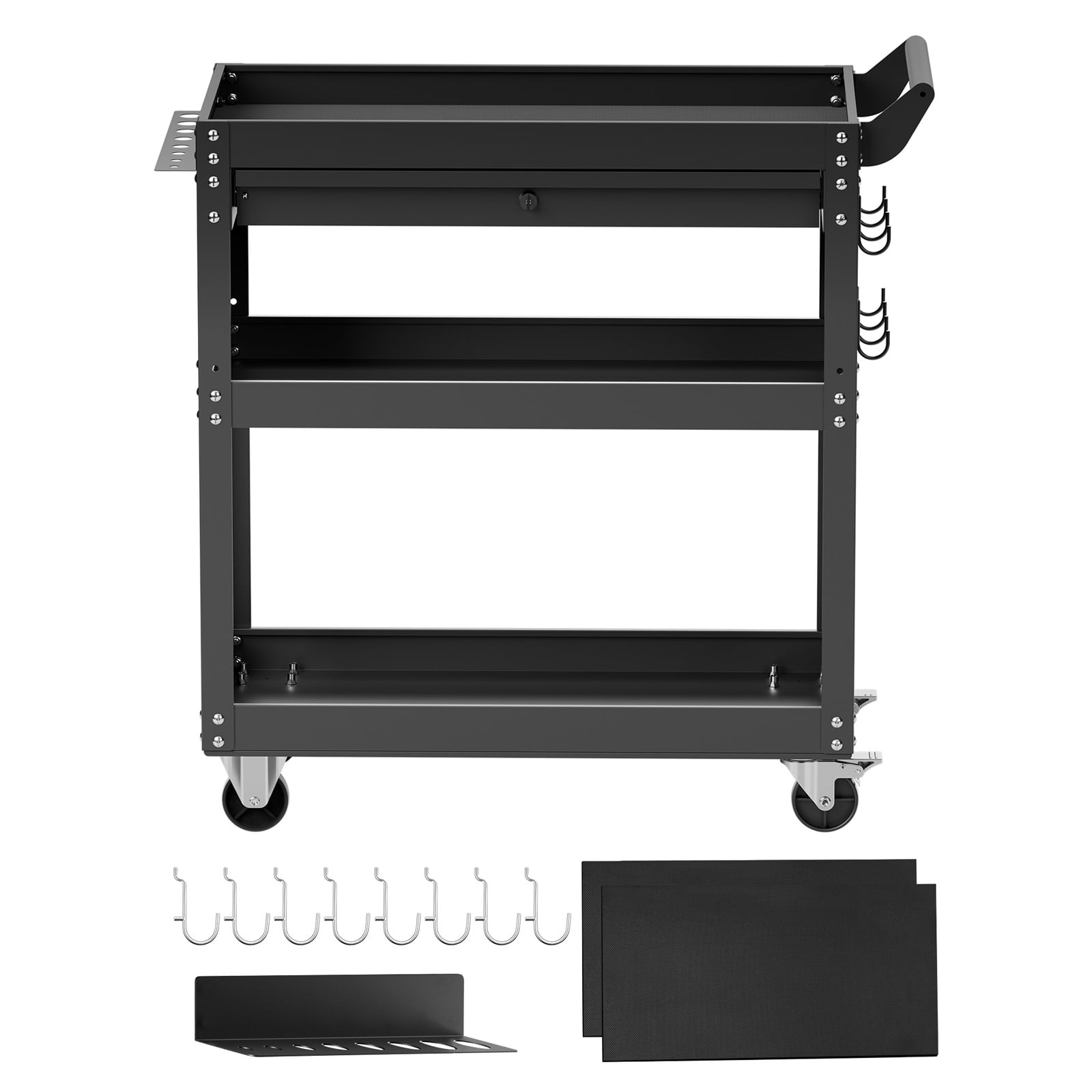 KFFKFF 4-Level Rolling Utility Cart, Supports up to 350 lbs, Mobile ...