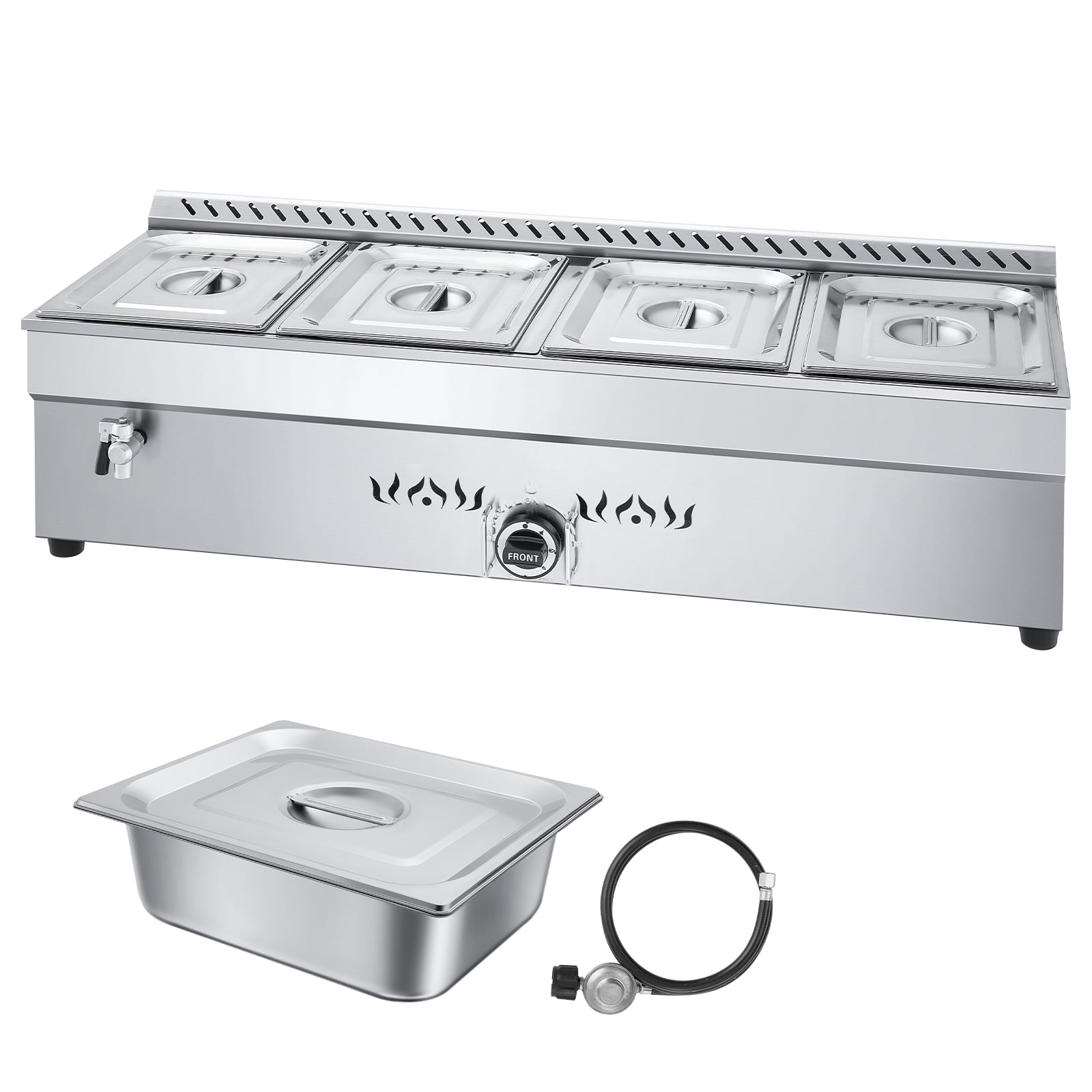 KFFKFF 4-Pan Commercial Propane Steam Table, Stainless Steel Food ...