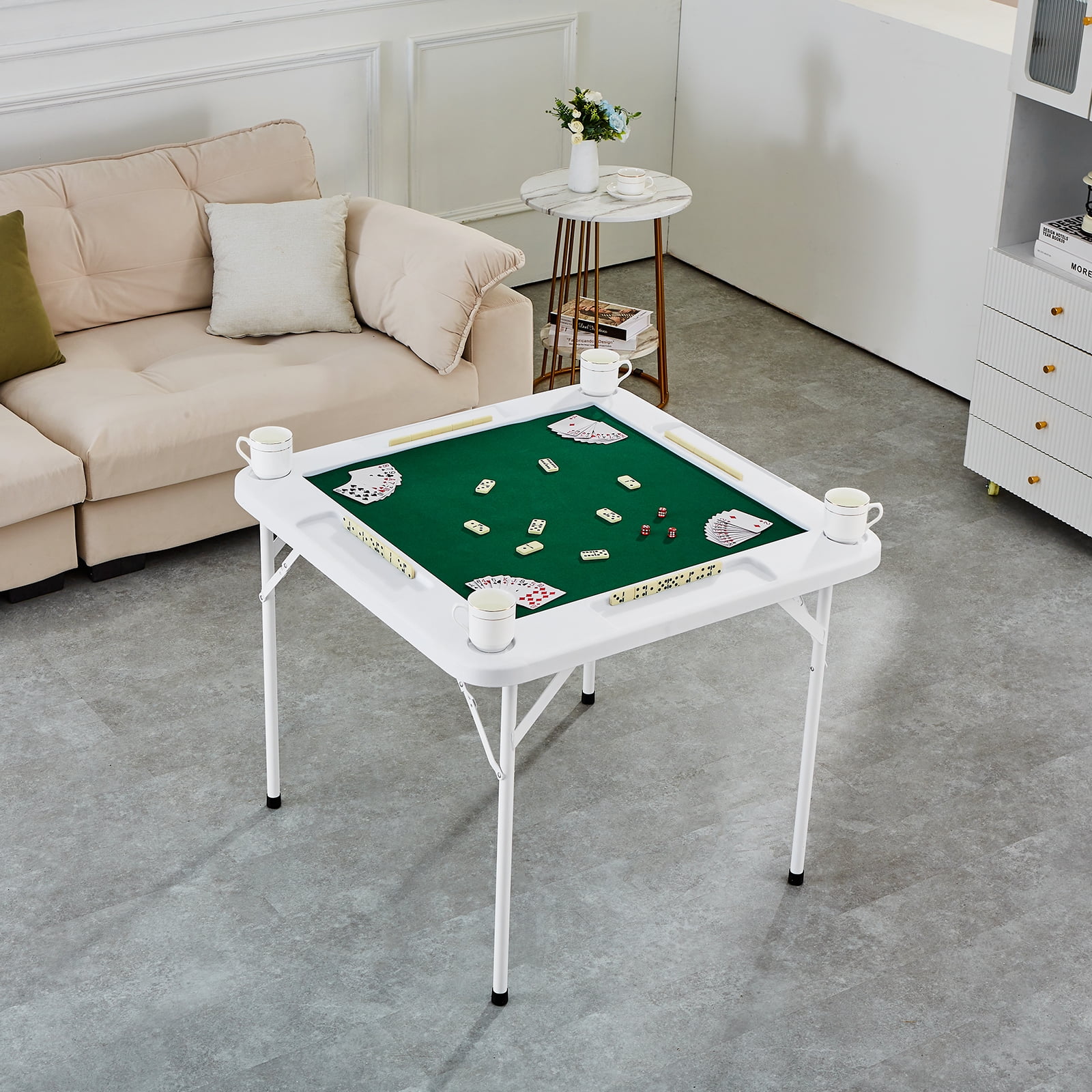 KFFKFF 35.4‘’ Foldable Multifunctional Square Game Table Portable ...