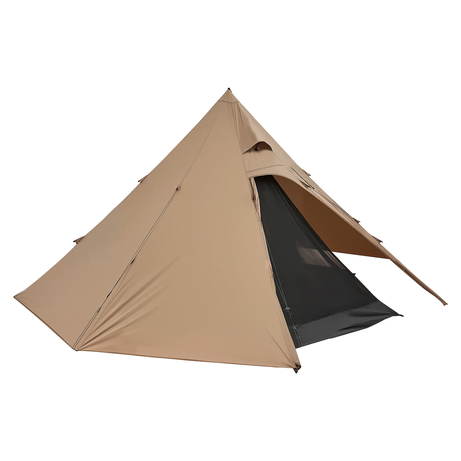 KFFKFF 4-Person Tipi Tent with Stove Jack & Inner Tent, Portable All ...