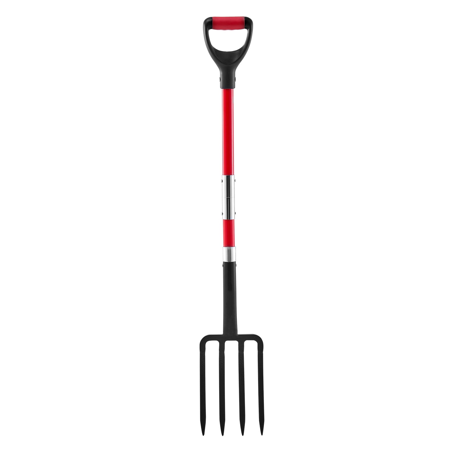 KFFKFF 4-Tine Garden Fork with Fiberglass Handle, 45-Inch Heavy-Duty ...
