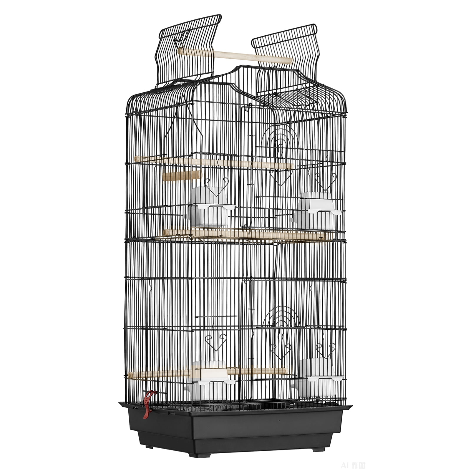 KFFKFF 41-inch Spacious Bird Cage with Open Top, Ideal for Parakeets ...