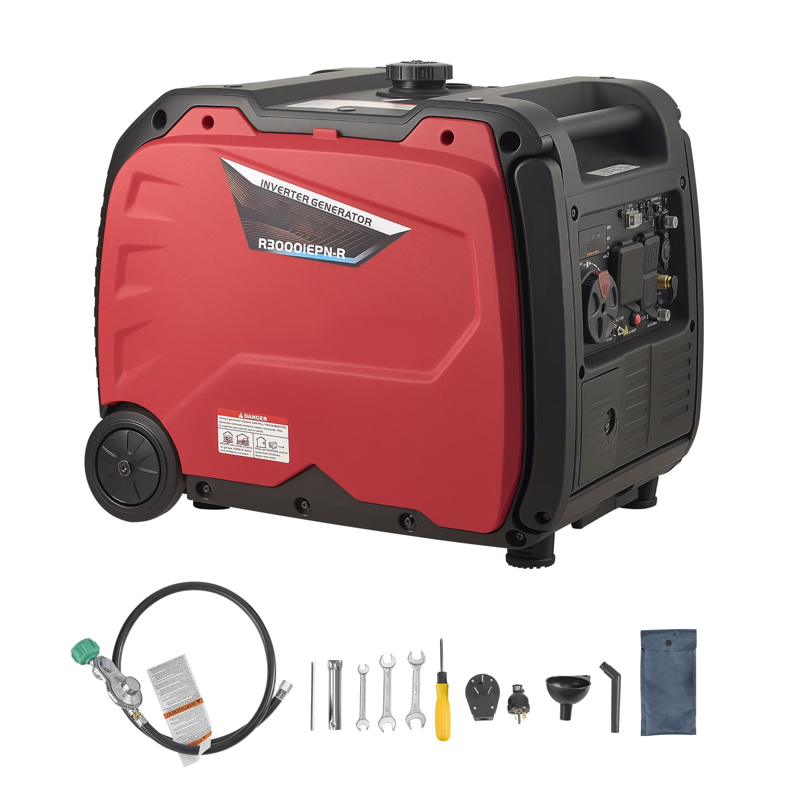 KFFKFF 4200W Peak Watt Quiet Dual Fuel Inverter Generator, Gas & LPG ...