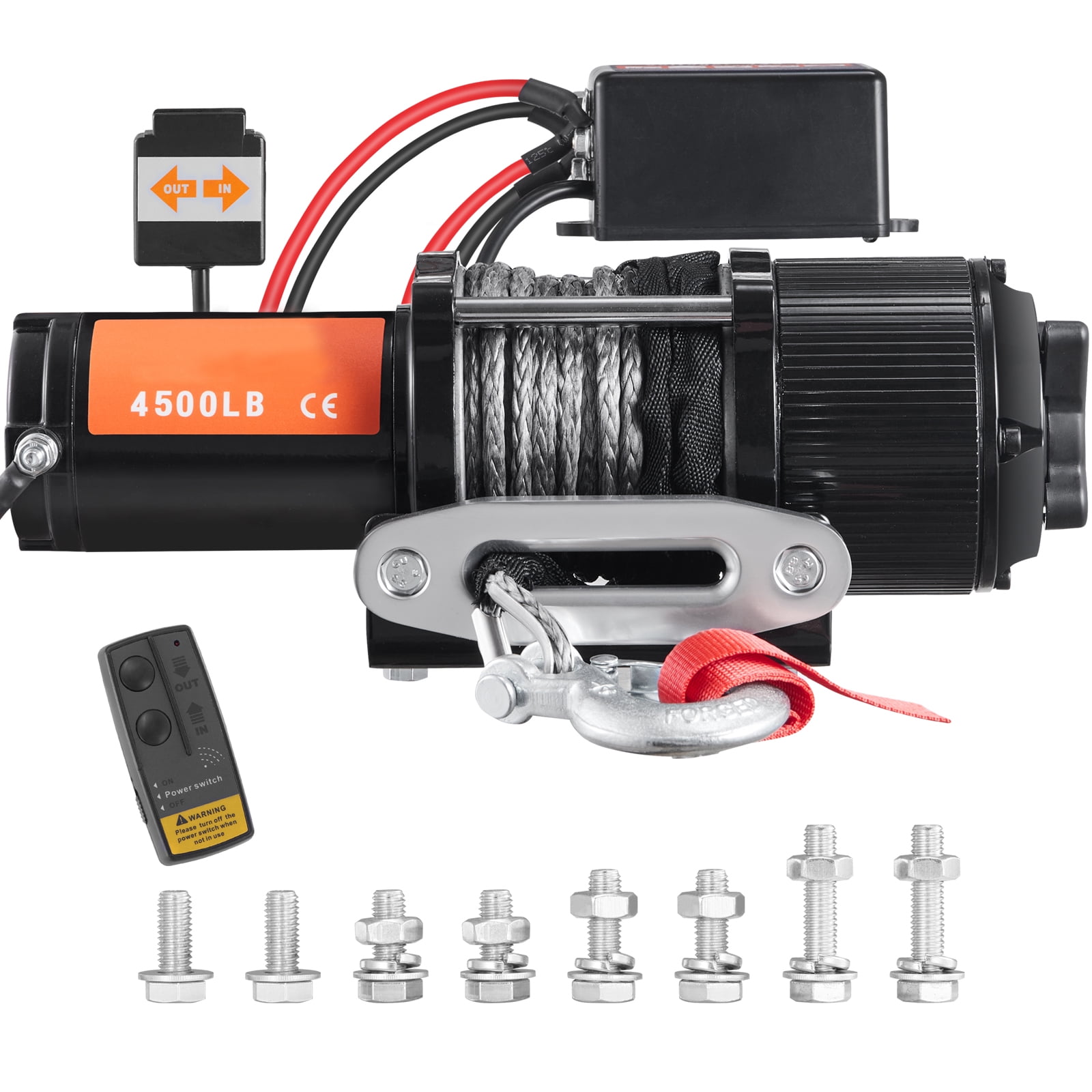 KFFKFF 4500lb Electric Winch Vehicles Winch IP 55 Nylon Rope Handheld ...
