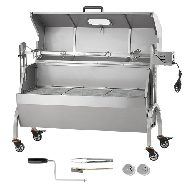 KFFKFF 46" Large Grill Roaster, 198Lbs Load Stainless Steel Charcoal ...