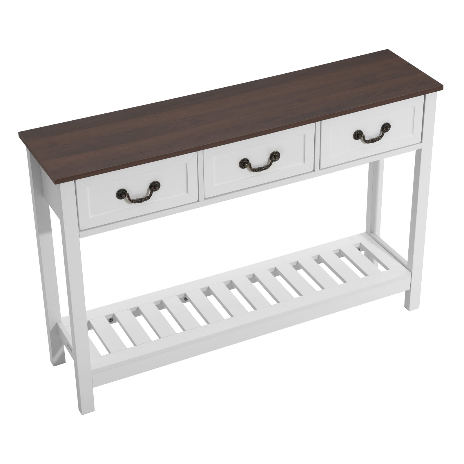 KFFKFF 47-inch Wooden Console Table with Drawers and Lower Storage ...