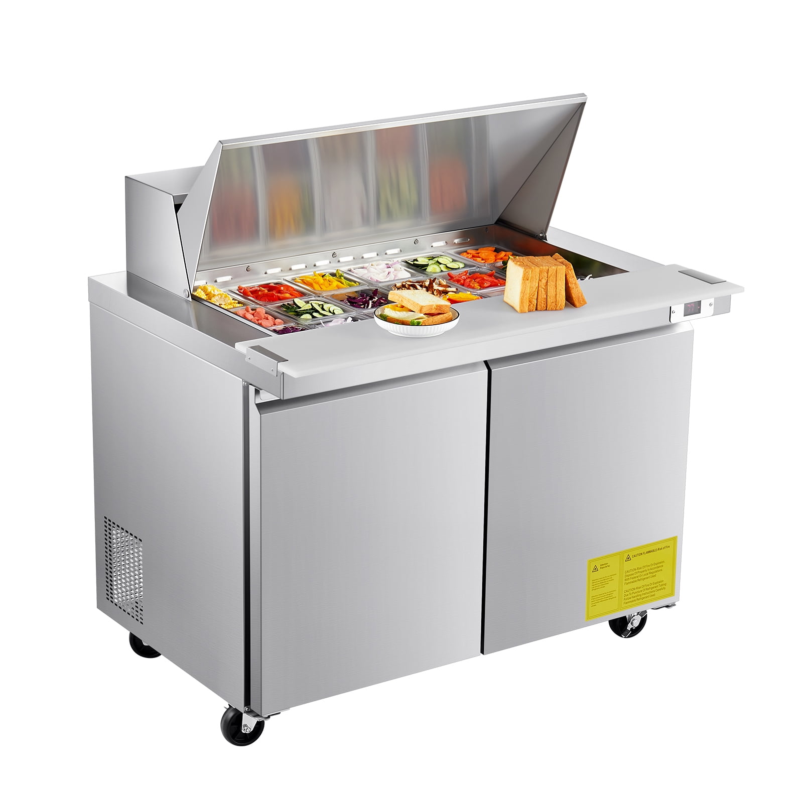 KFFKFF 48"W Commercial Refrigerator, 12.5 Cu. Ft Sandwich Prep Table ...
