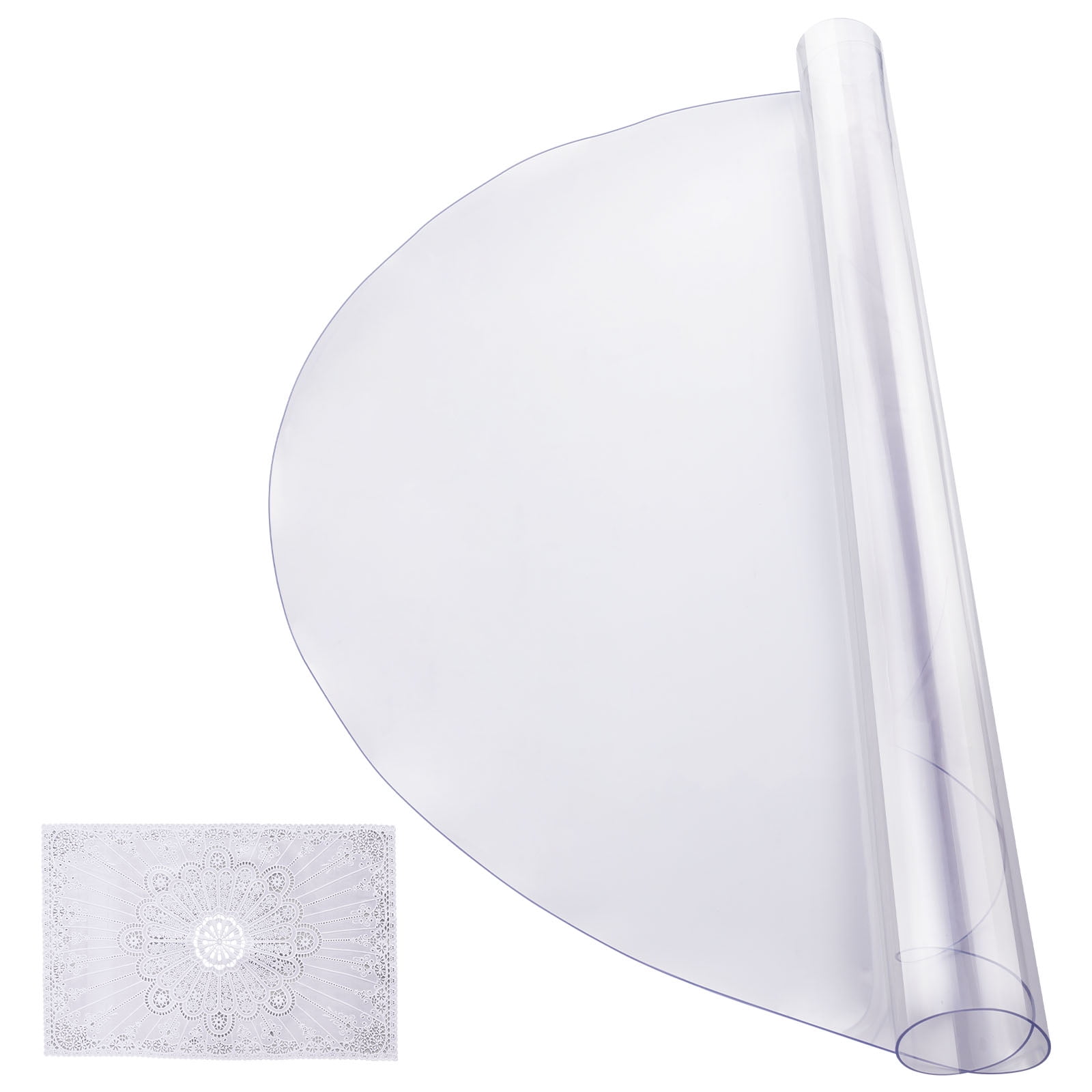 KFFKFF 48"x48"Clear PVC Table Protector, 2.0 mm Thickness, Round ...