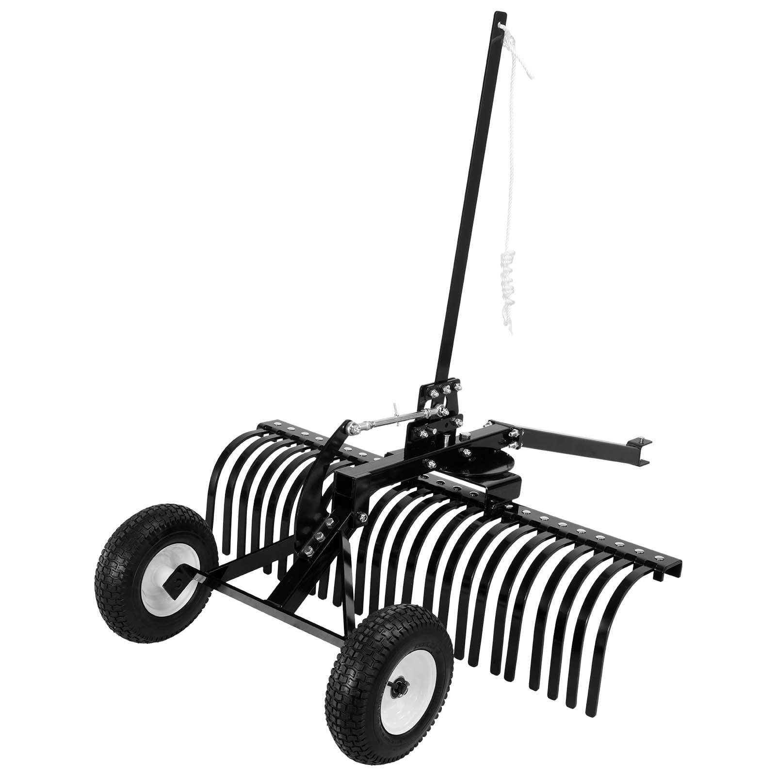 KFFKFF 48in Tow-Behind Landscape Rake, Pull-Behind Lawn Rock Rake for ...