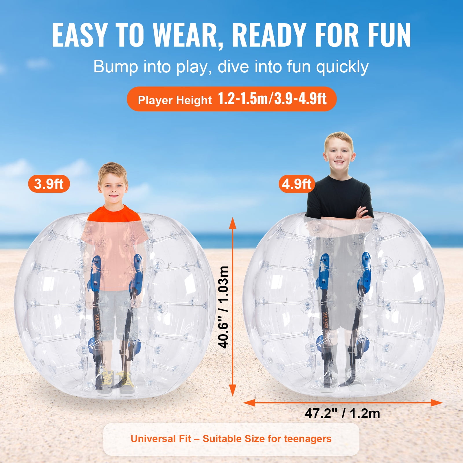 KFFKFF 4FT/1.2M Inflatable Bumper Balls 2-Pack Sumo Zorb Balls for Teens & Adults - Walmart.com