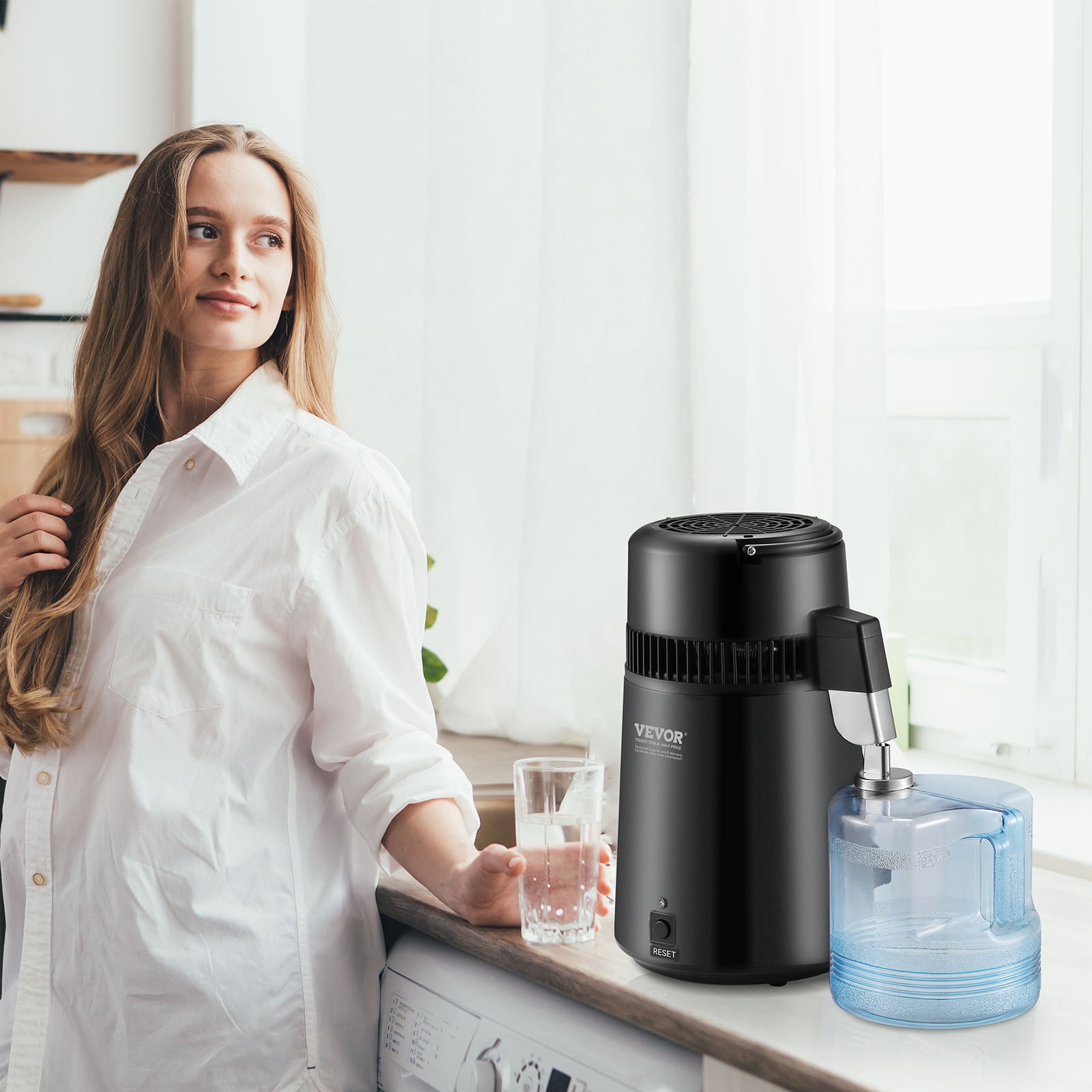 KFFKFF 4L Water Distiller Purifier Machine Countertop Stainless Steel ...