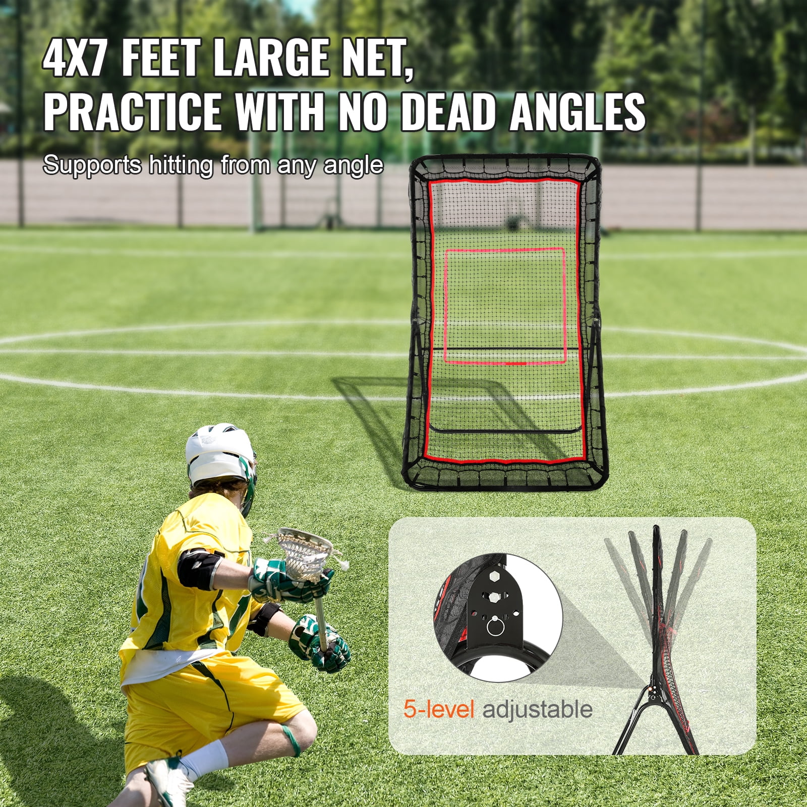 KFFKFF Lacrosse Baseball Softball Rebounder, 4x7ft Bounce Back Net ...
