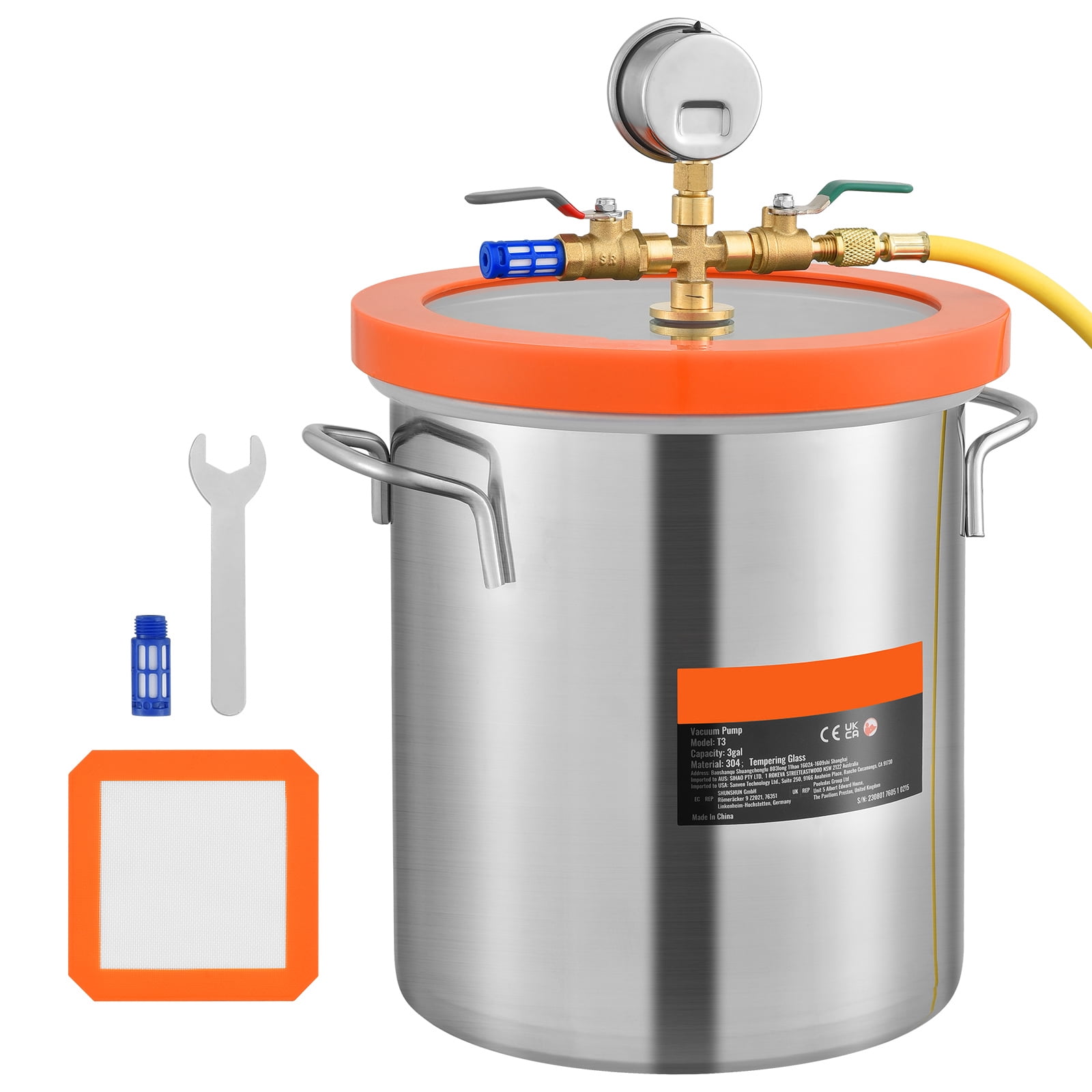 KFFKFF 5 Gallon Vacuum Chamber, Enhanced Tempered Glass Lid Vacuum ...