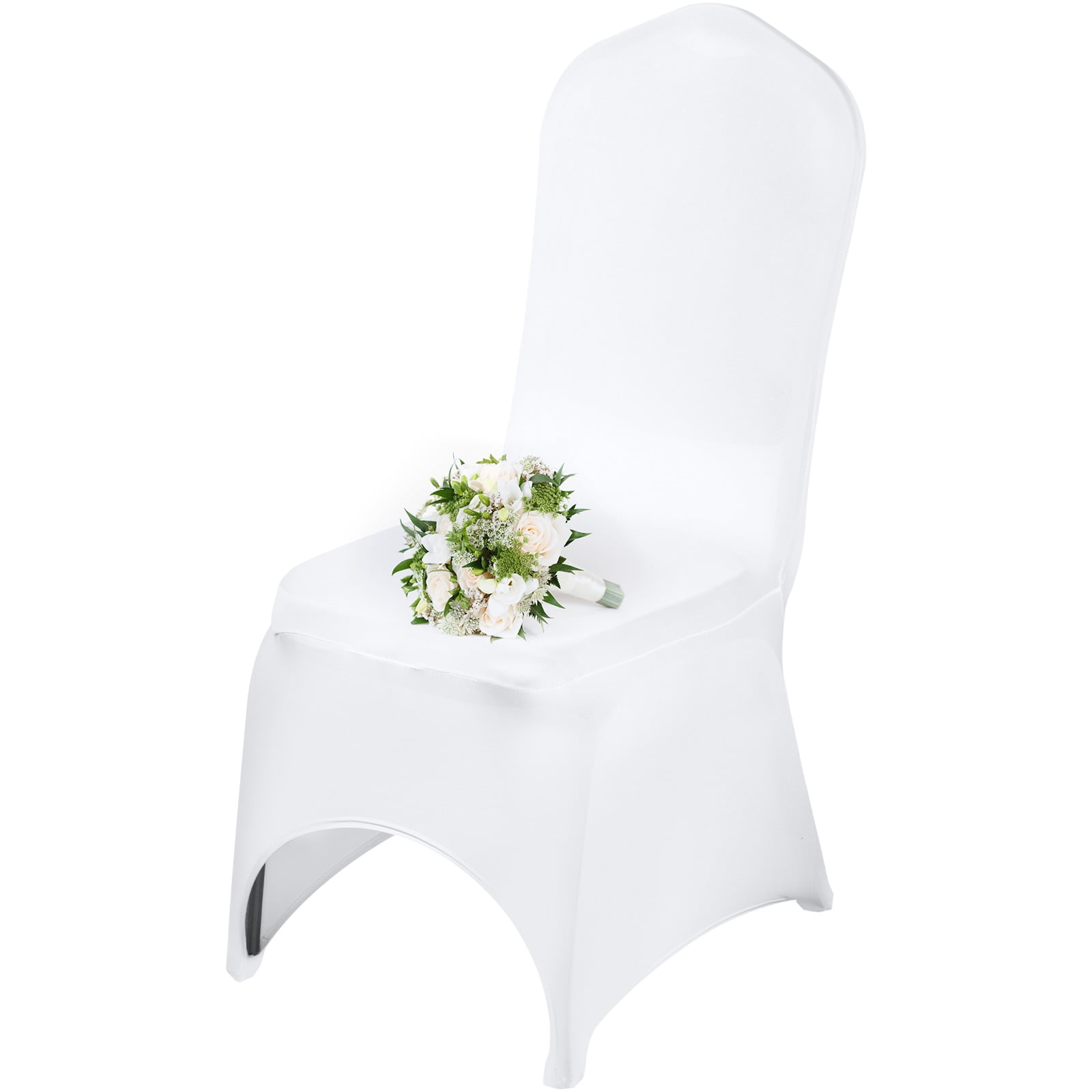 KFFKFF 50 Pcs White Chair Covers Polyester Spandex Chair Cover Stretch ...